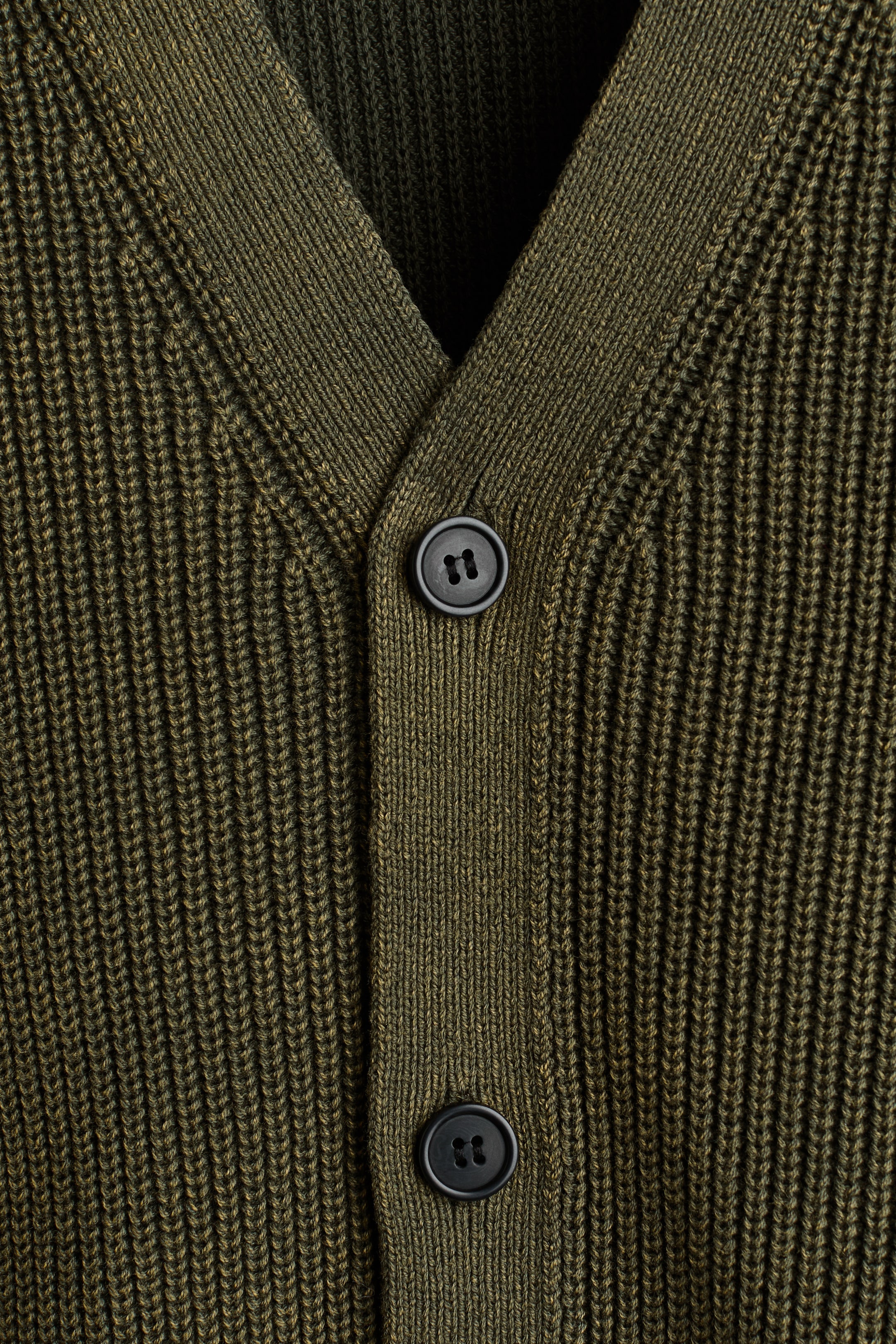 Men’s Dark khaki green Relaxed-Fit Rib-Knit Cotton Cardigan | H&M CA