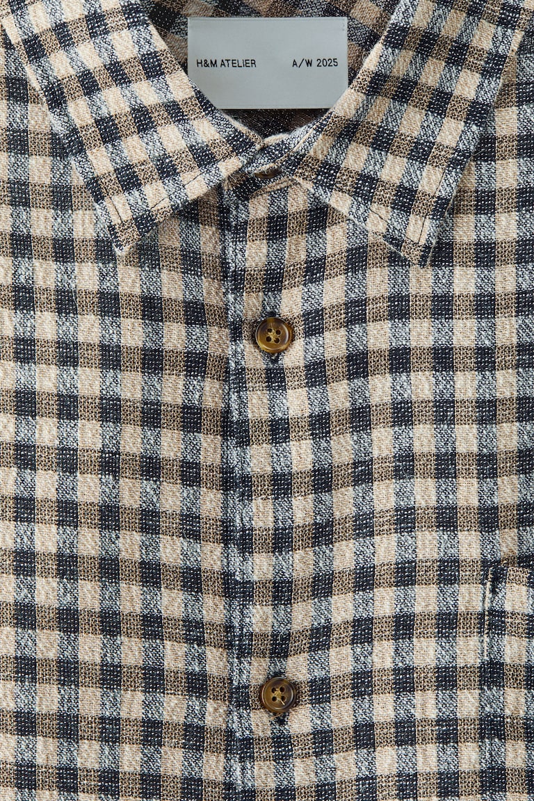 Men’s Beige/dark blue checked Checked Cotton Shirt | H&M US