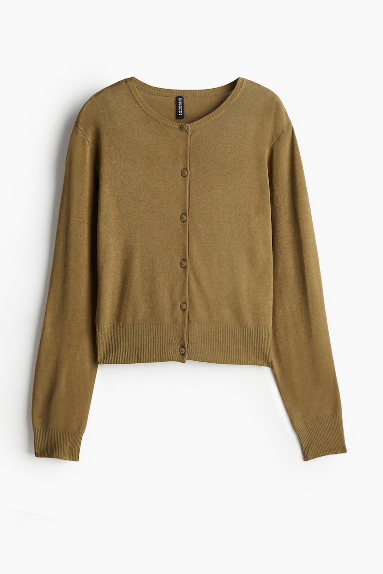 Fine-knit Cardigan - Dark olive green - Ladies | H&M US