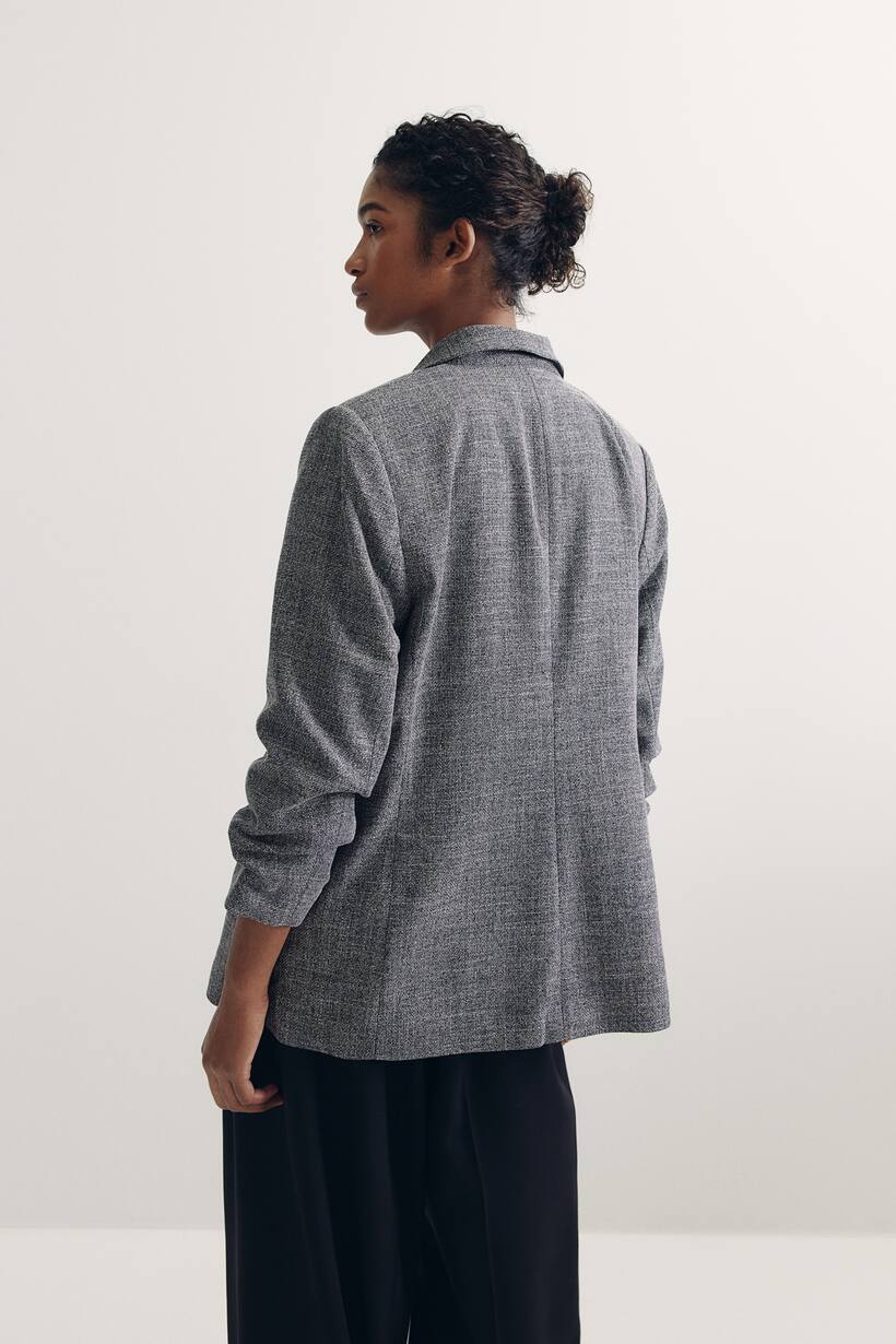 Ryppyhihainen bleiseri - Tumma sinimeleerattu - NAISET | H&M FI