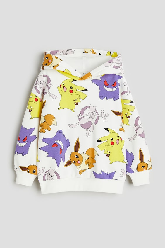 Printed Hoodie - White/Pokémon - Kids | H&M US