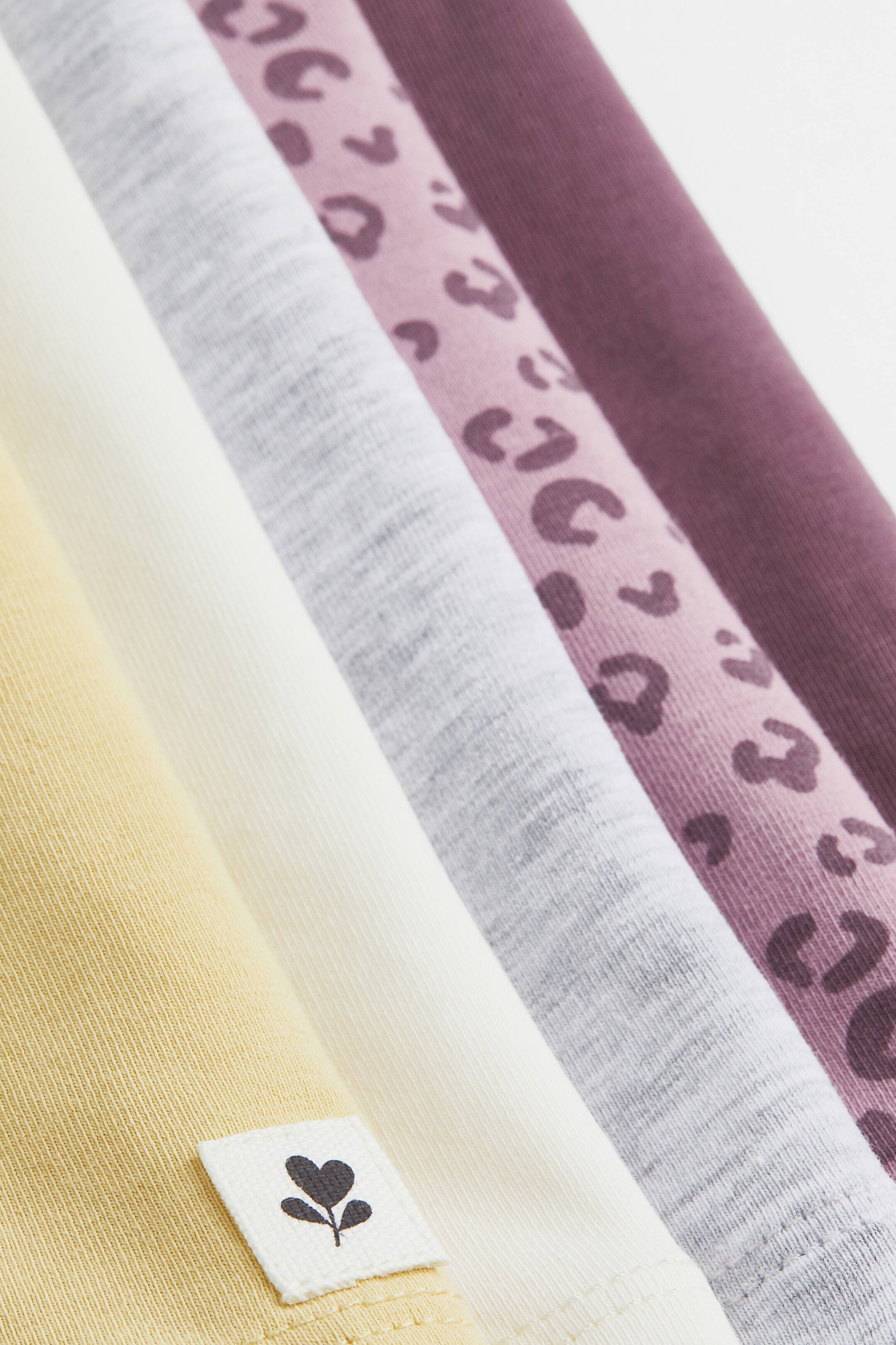 5-pack jersey tops - Round neck - Long sleeve - Light purple/Leopard ...