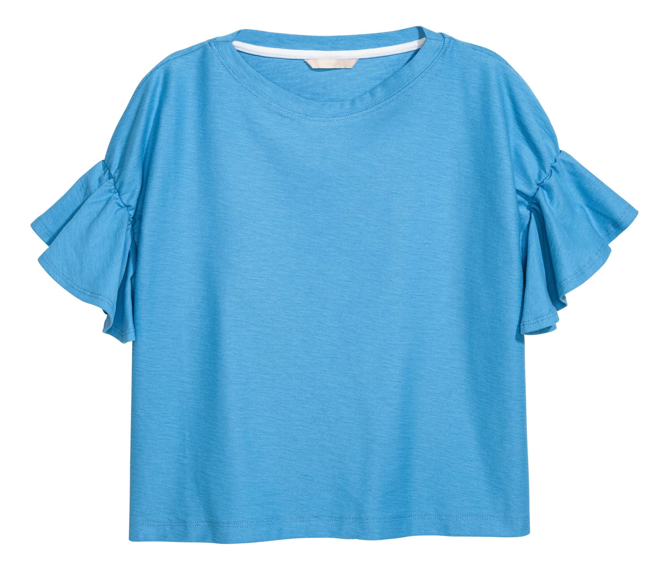 Top with Ruffled Sleeves - Sky blue - Ladies | H&M US