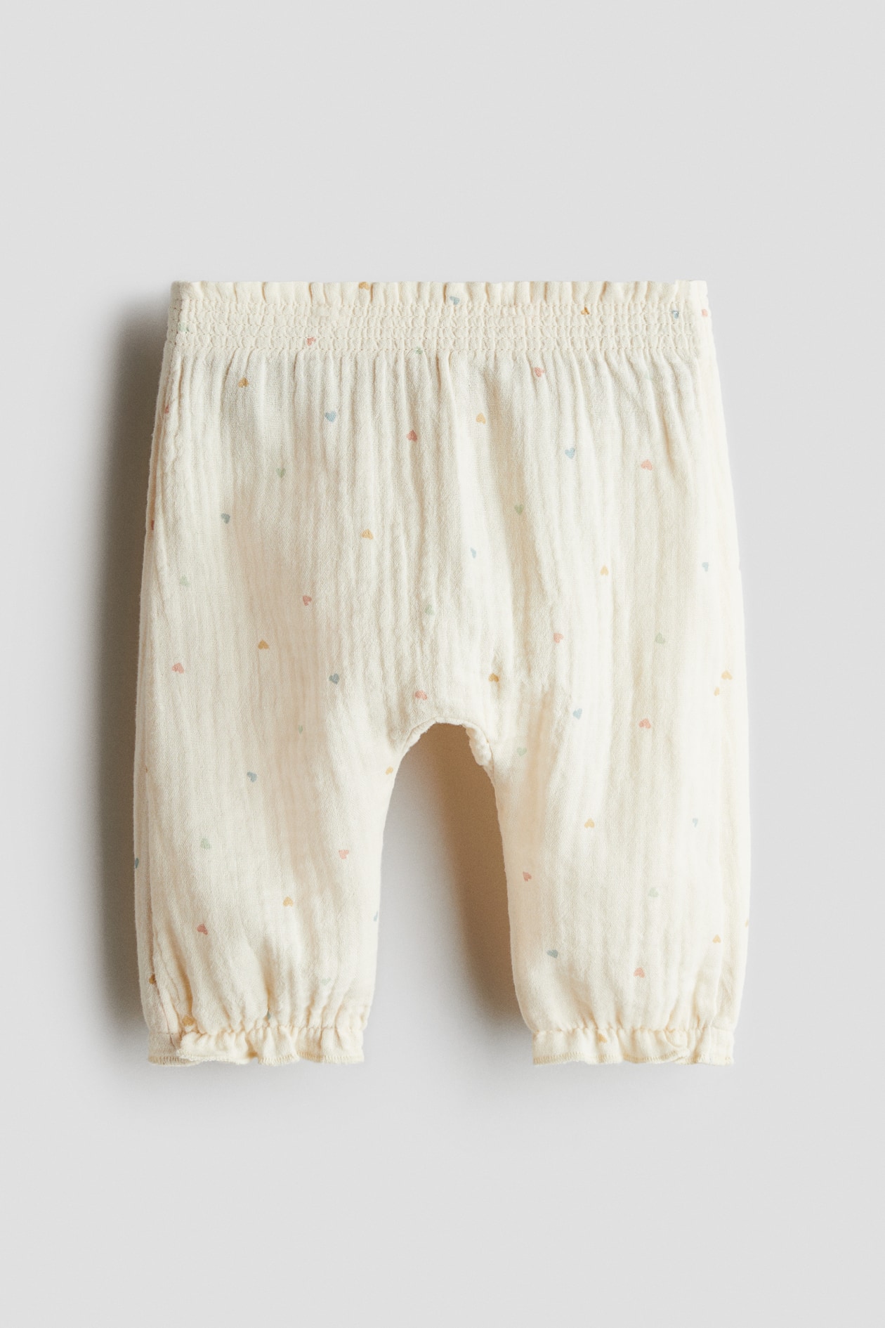 Cotton Muslin Pants - Light beige/Hearts - Kids | H&M AU