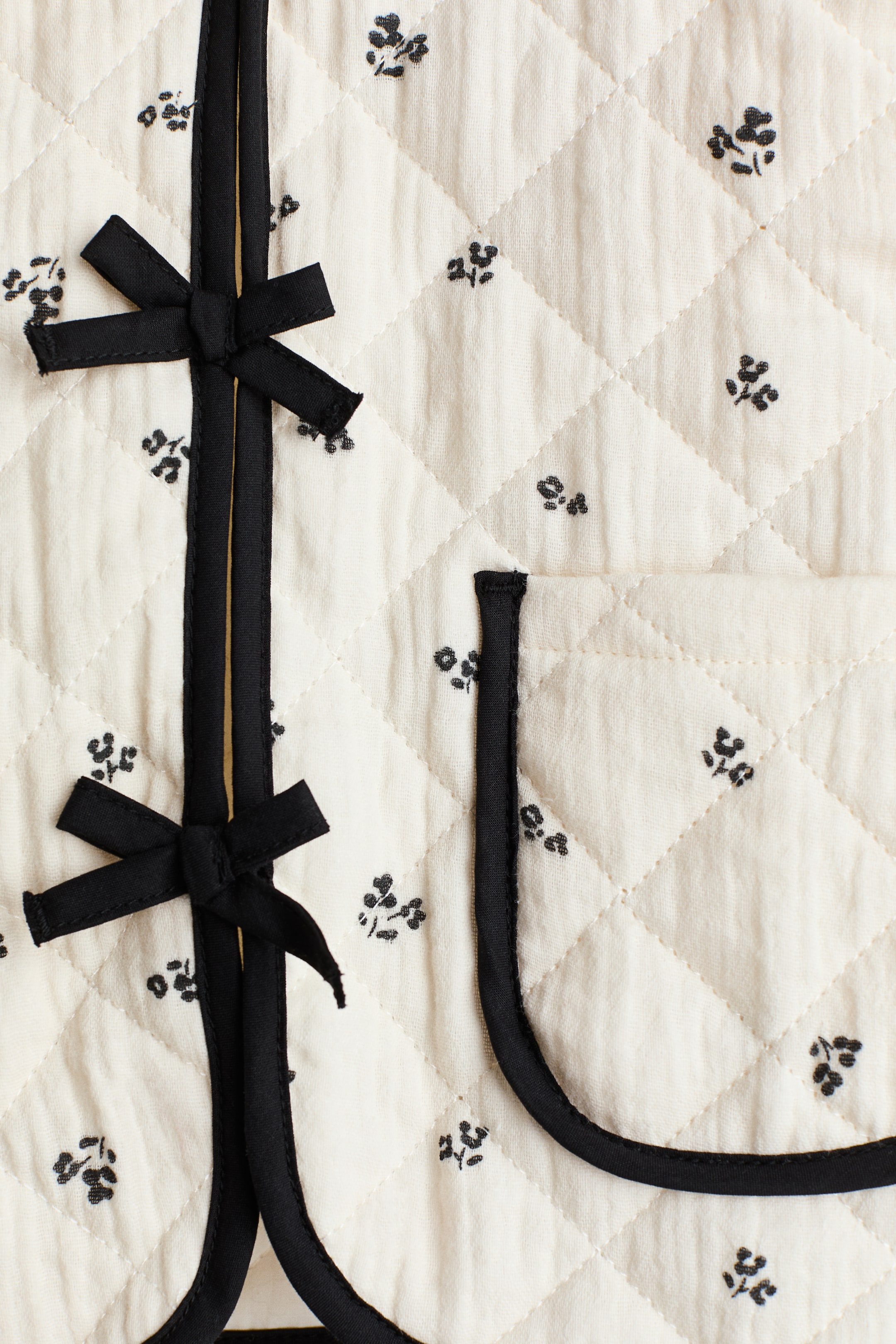 Cream/floral Printed quilted jacket for kids | H&M CA