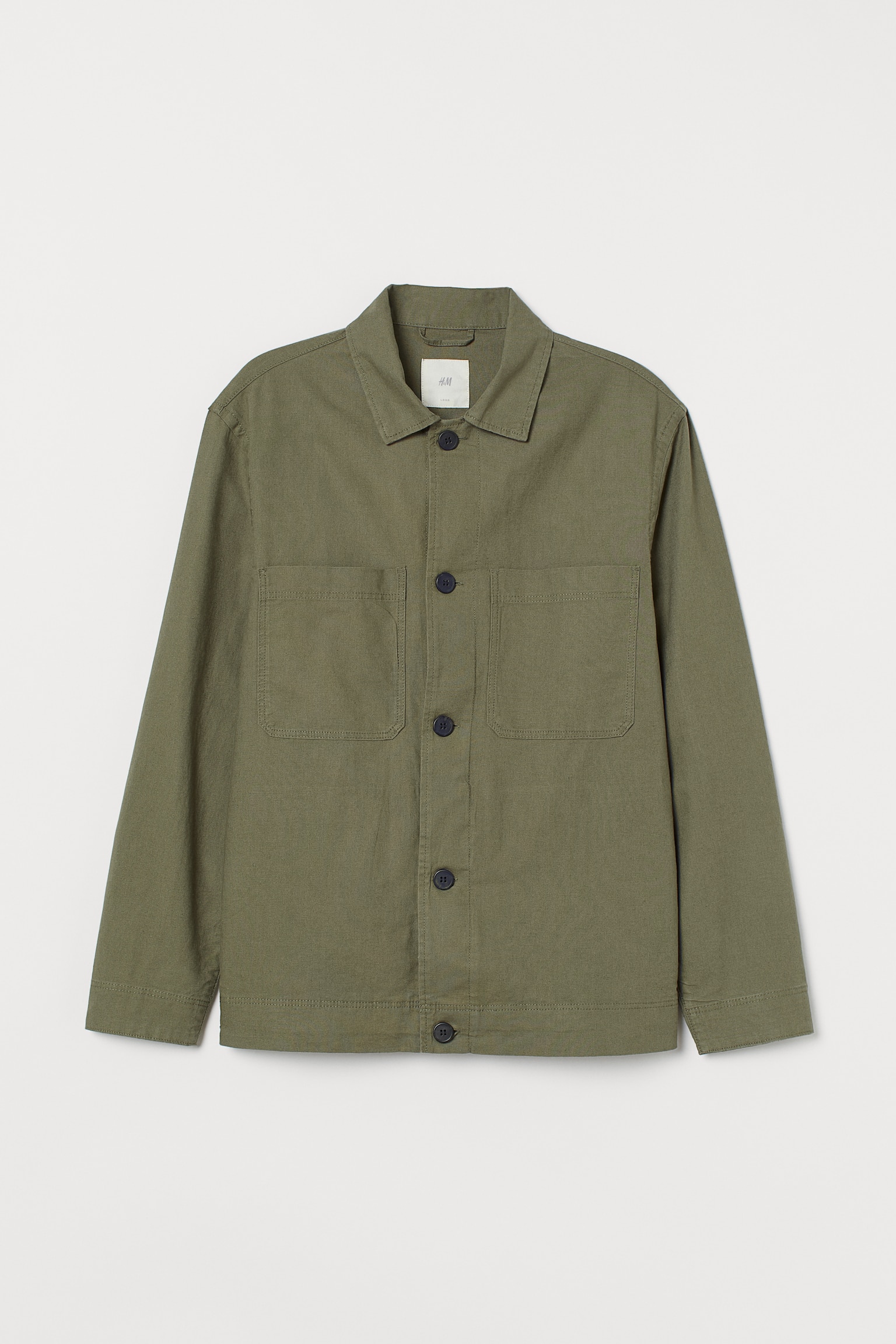 Linen-blend shacket - Khaki green - Men | H&M HK