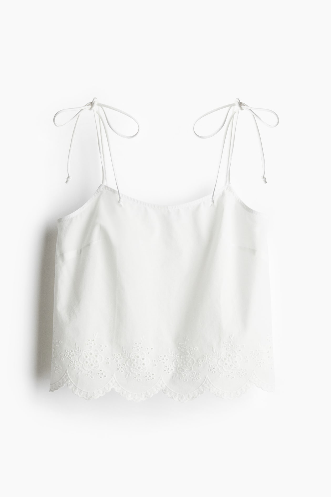 Women's White Embroidered tie-strap top | H&M CA