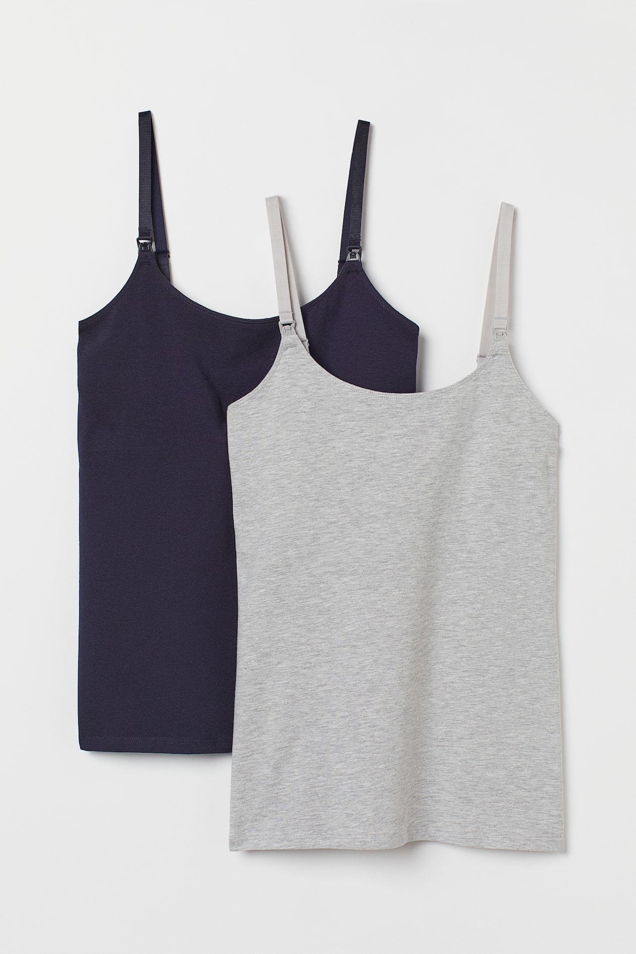 MAMA Dve majice na bretele za dojenje - Mornarsko plava/sivi lapor ...