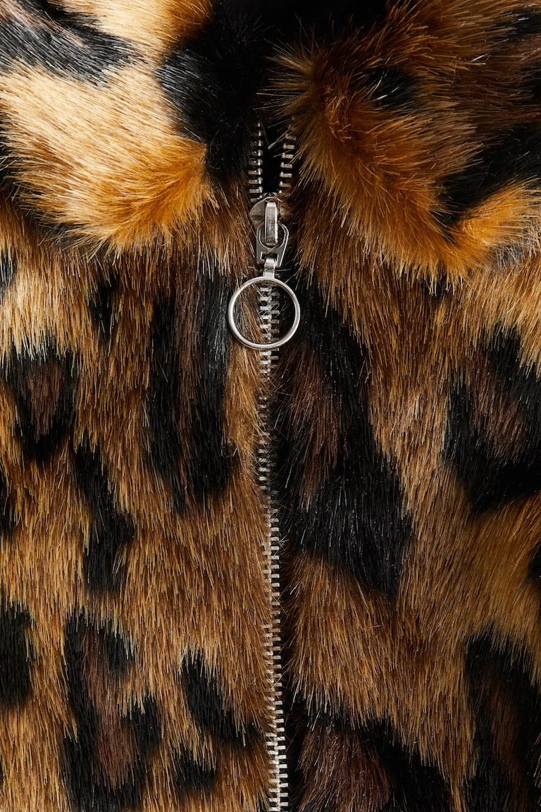 Beige/leopard print Fluffy Jacket for kids | H&M US