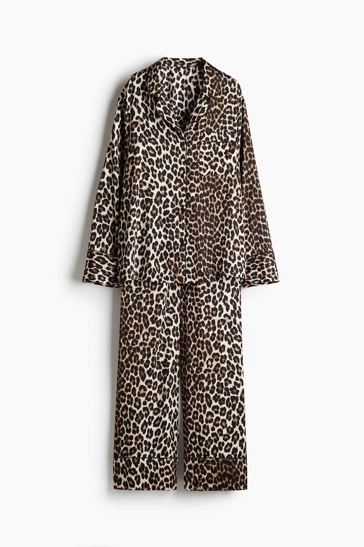 Satin pyjamas - Beige/Leopard print - Ladies | H&M IN