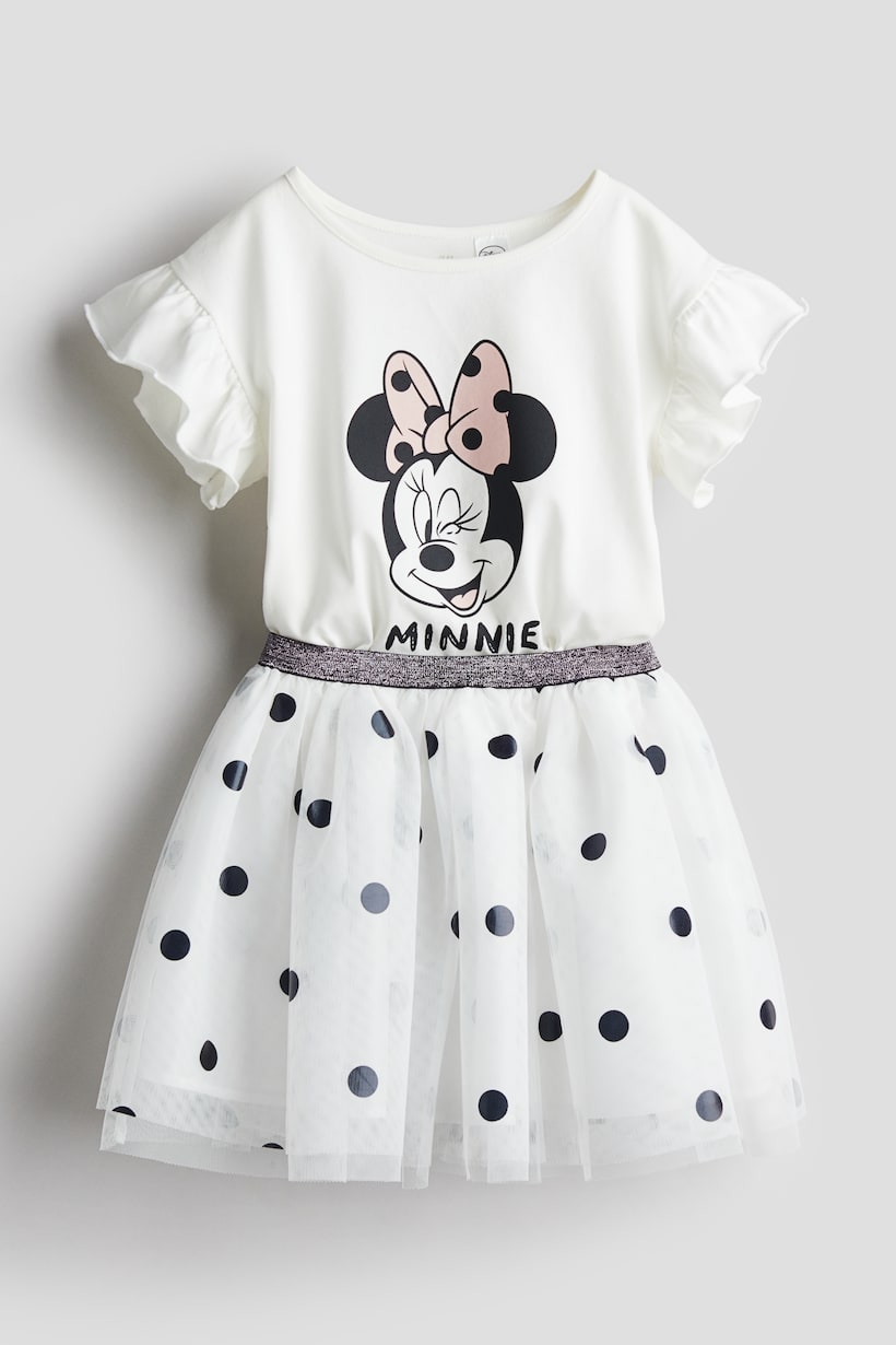 2-piece Tulle Set - White/Minnie Mouse - Kids | H&M US