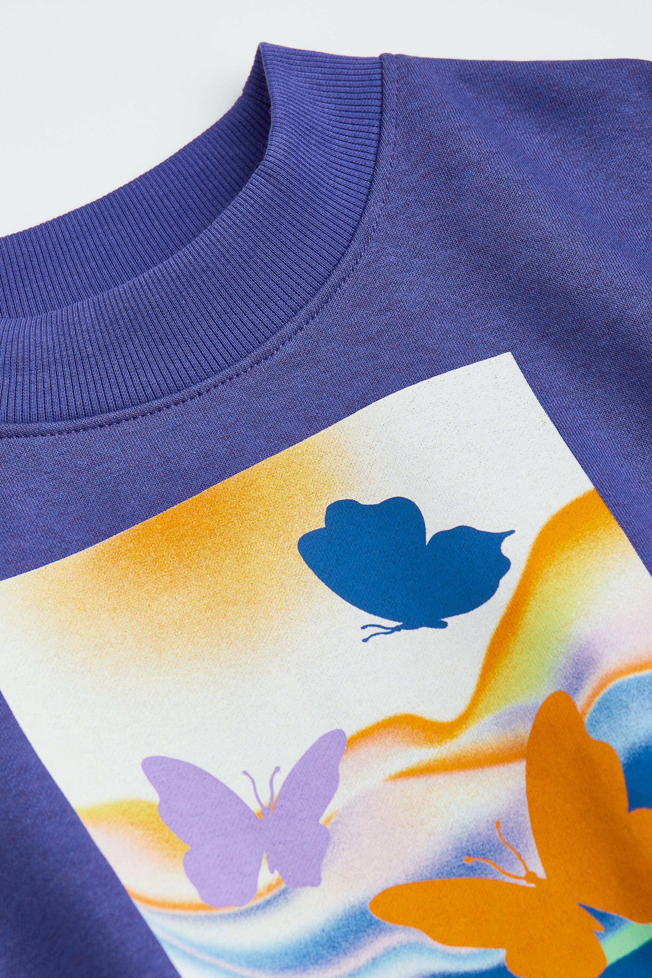 Boxy sweatshirt - Purple/Butterflies - Kids | H&M HK