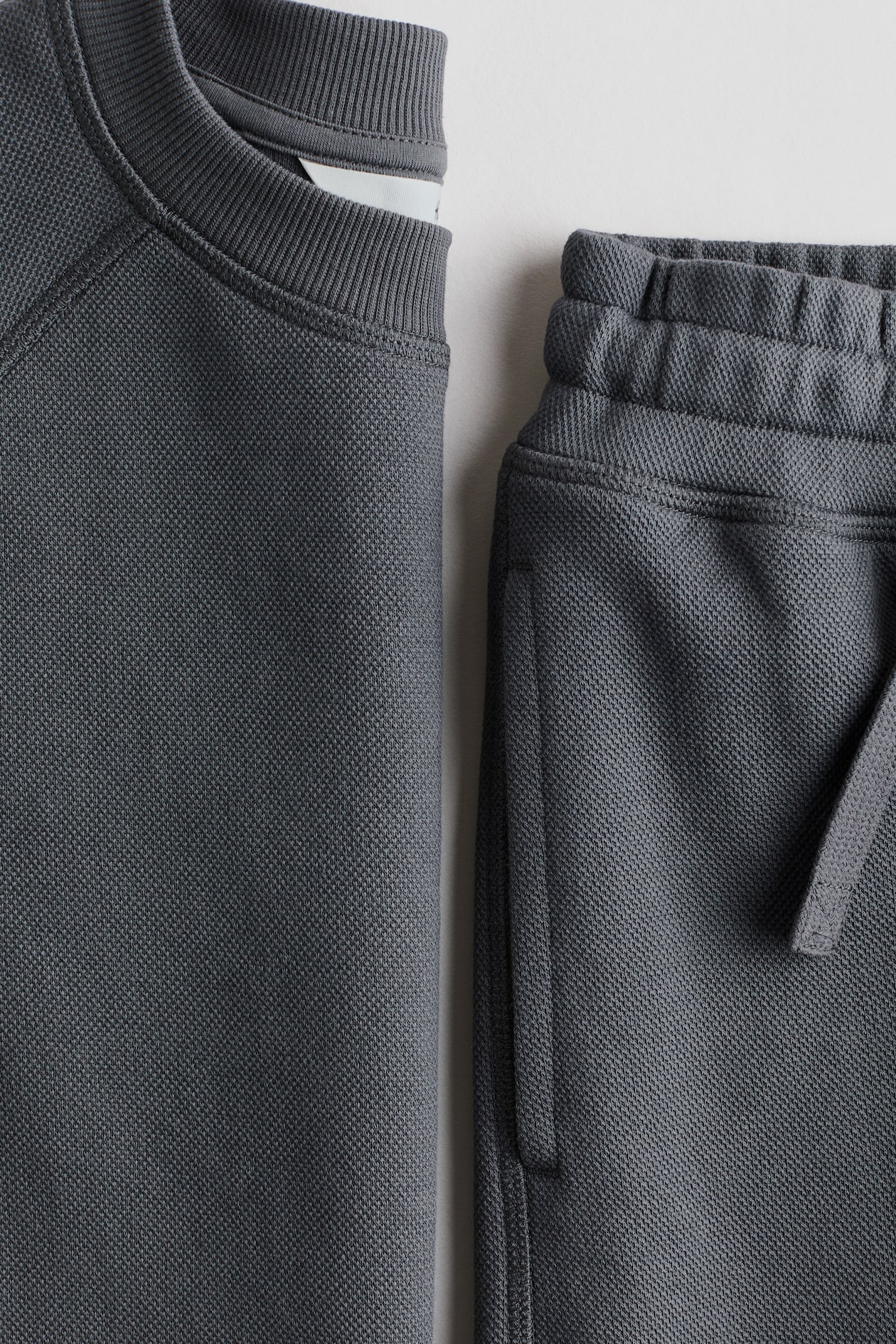 2-piece textured sweatshirt set - Gris foncé - ENFANT | H&M CA