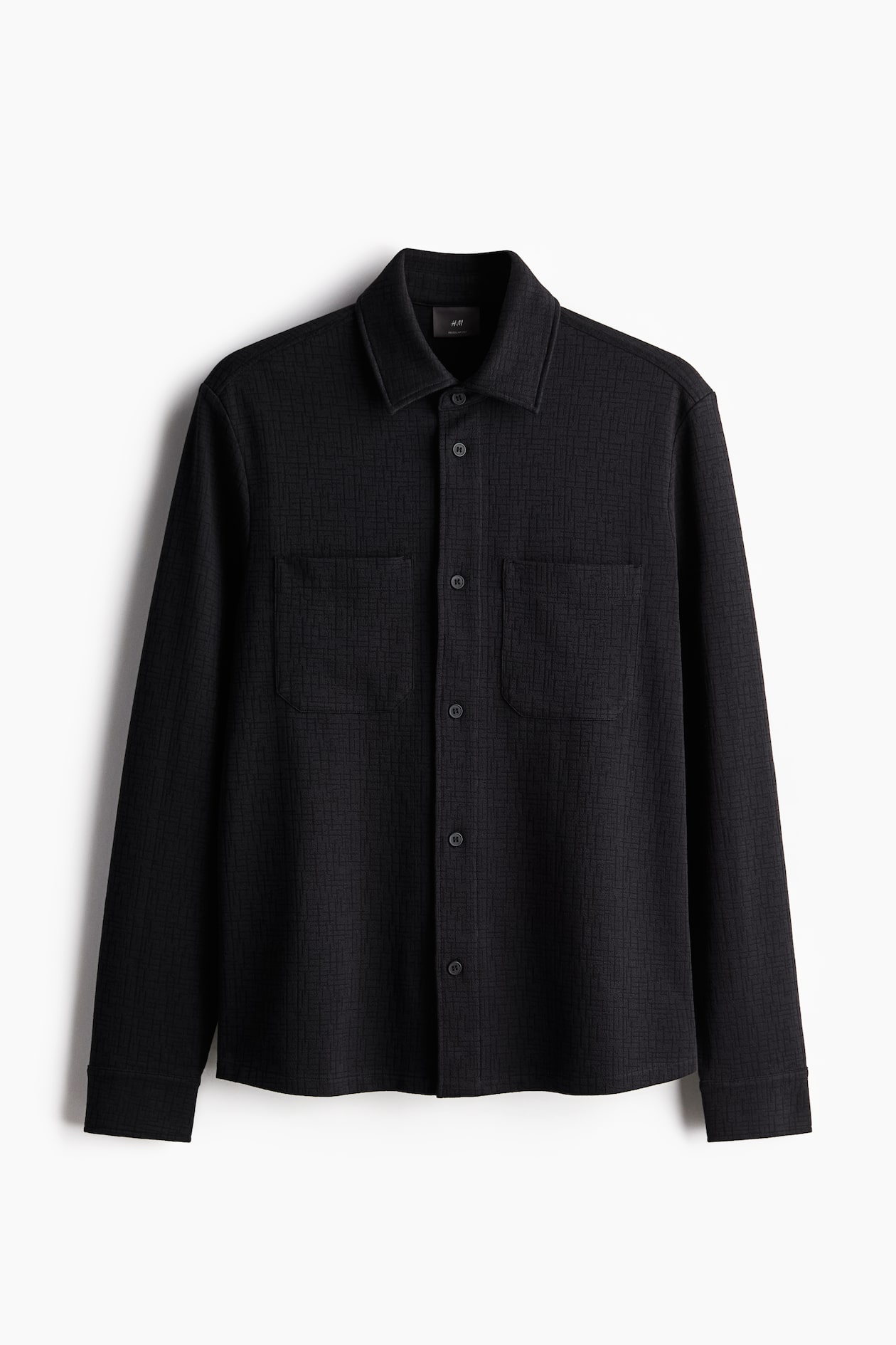 Regular Fit Textured Overshirt - Black - Men | H&M US