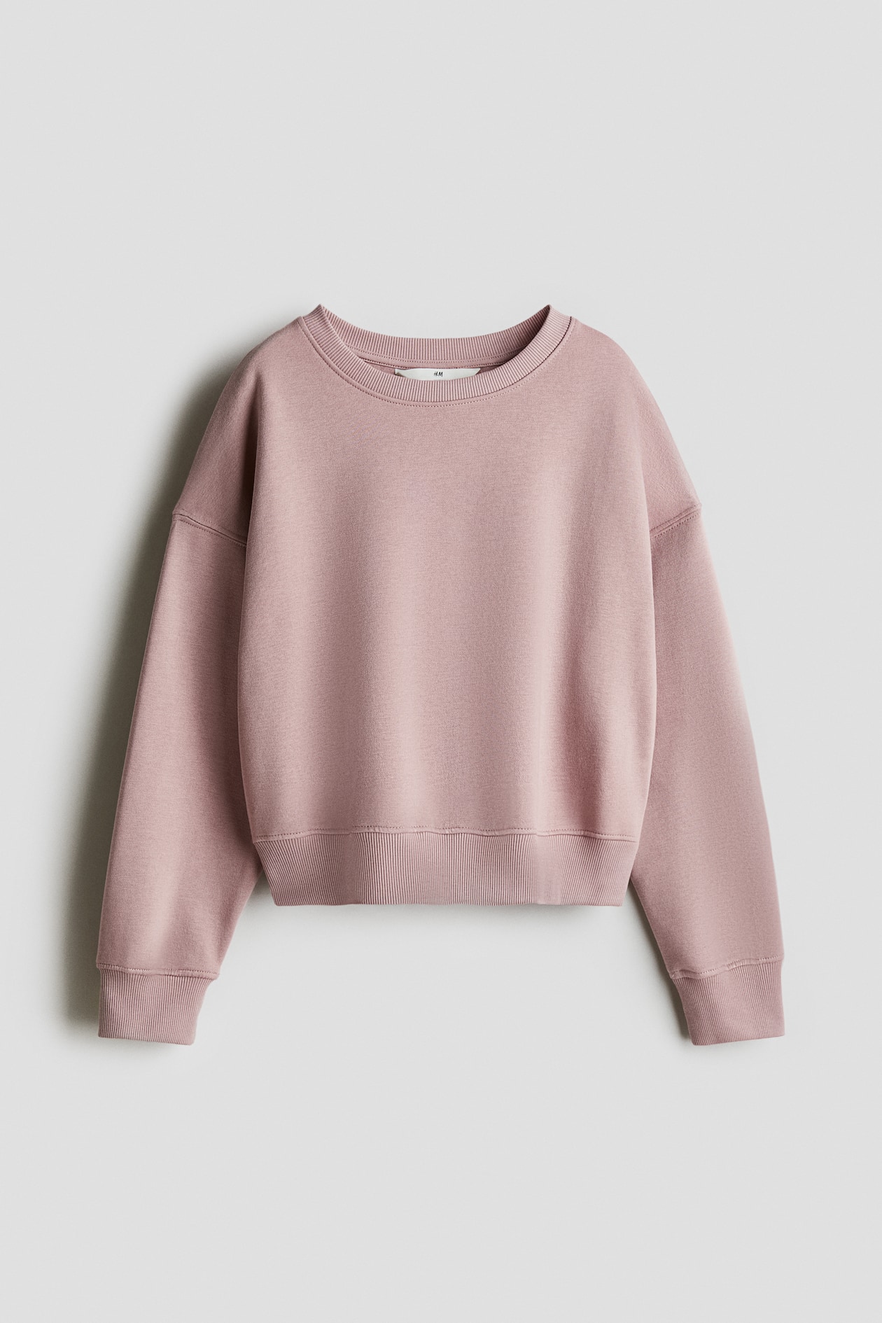 Bluză din molton cu decolteu rotund - Roz-prăfuit - COPII | H&M RO
