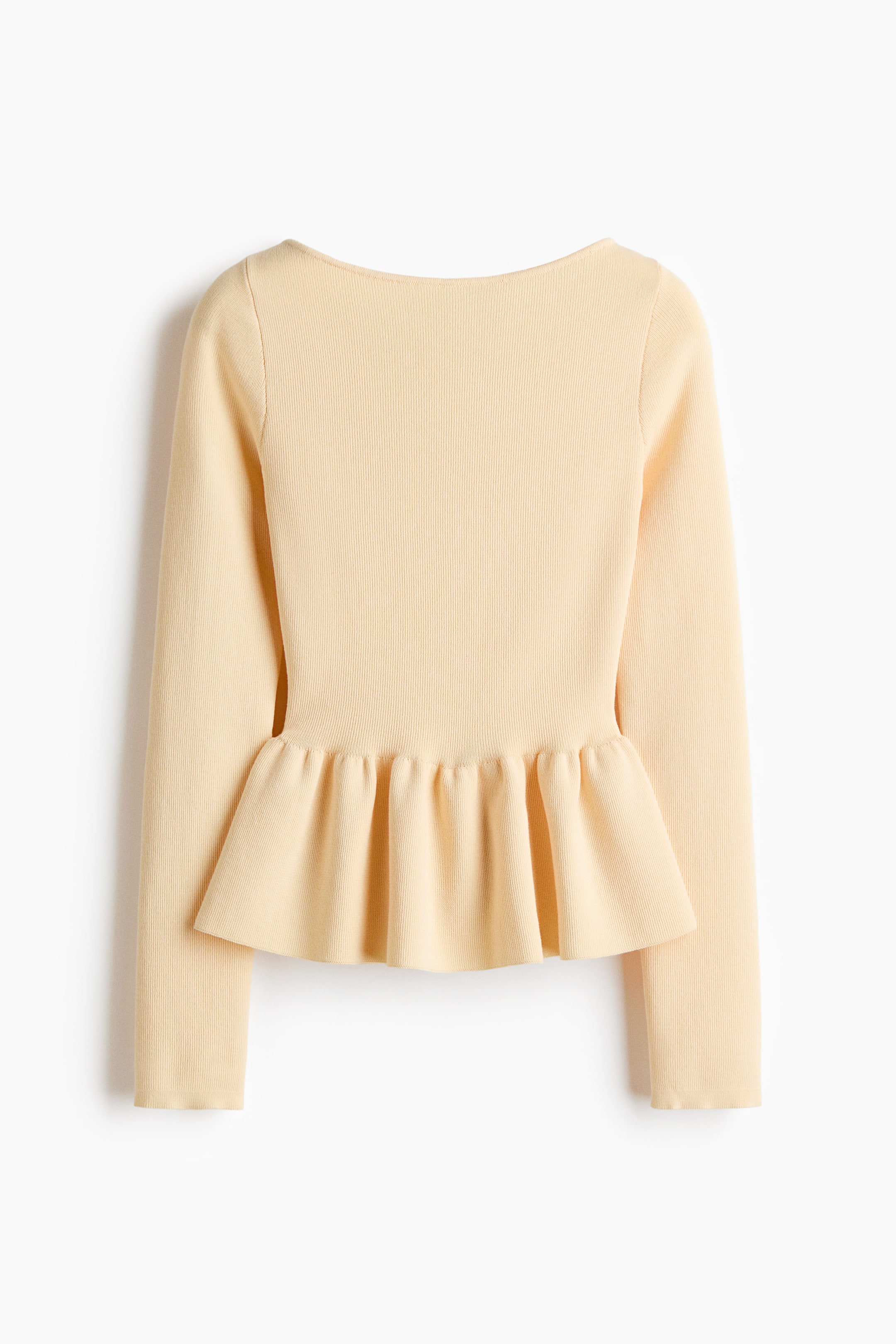 Women's Light yellow Knitted peplum top | H&M IN
