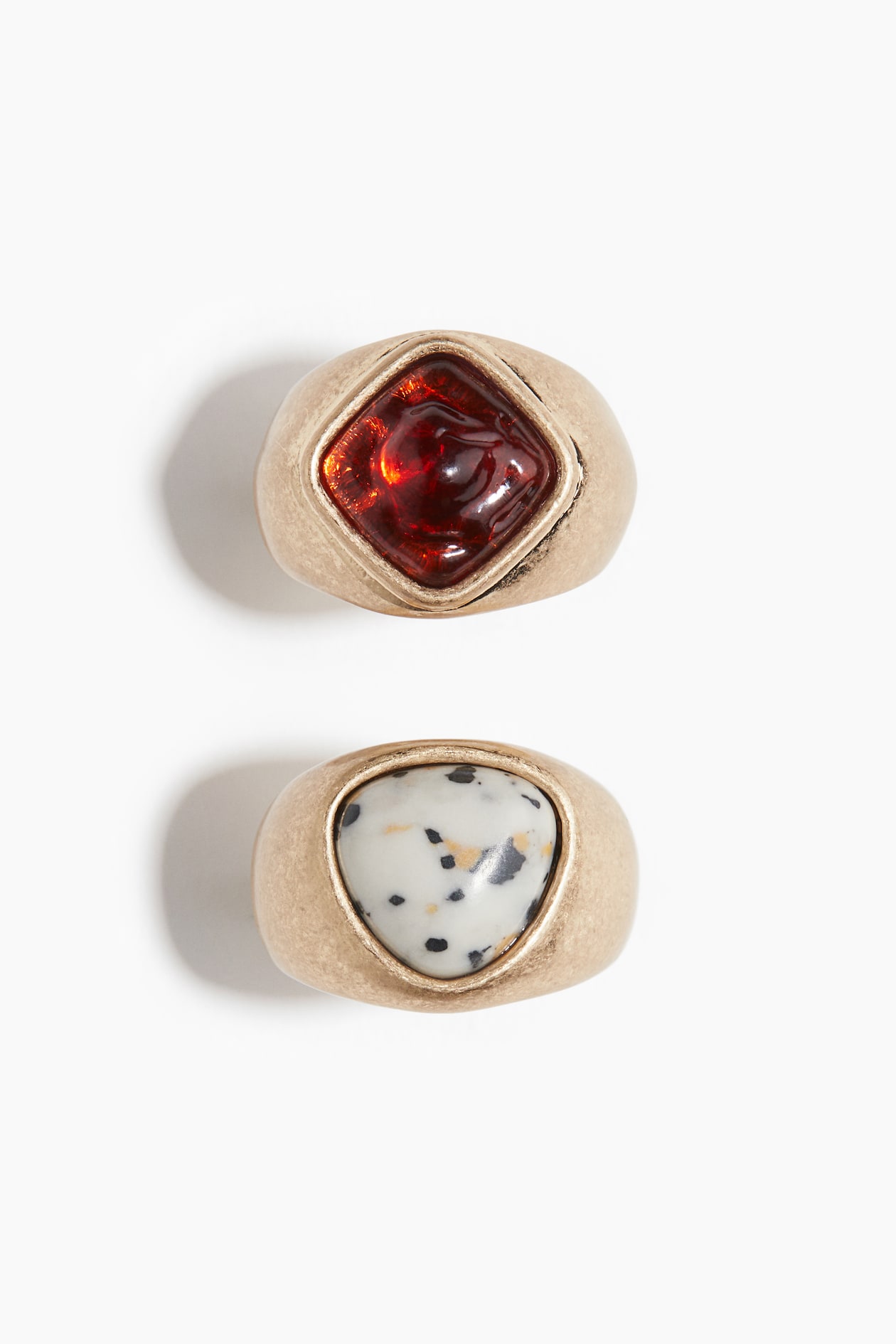 2-pack ring med sten - Gullfarget/Rød - Ladies | H&M NO
