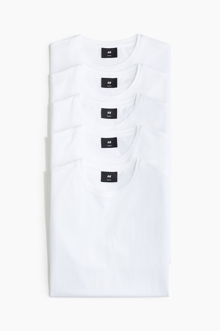 5-pack T-shirt Slim Fit - Vit - HERR | H&M SE