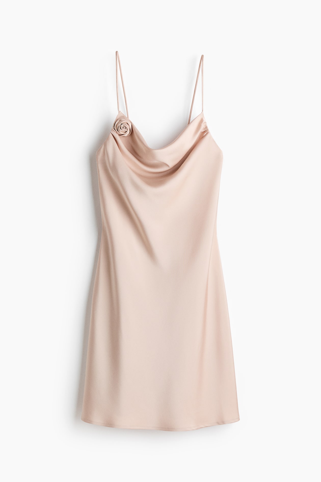 Vestido slip de satín con tirantes de lazo - Rosa palo - Ladies | H&M MX