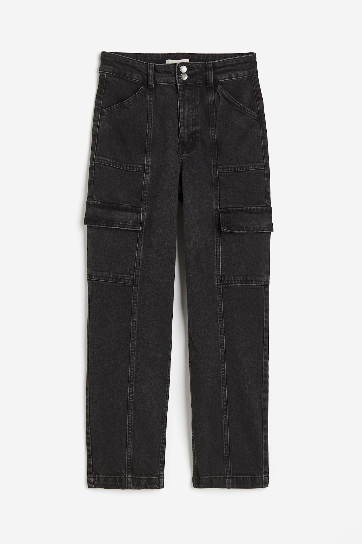 Women's Black/Washed out Denim cargo trousers | H&M SG