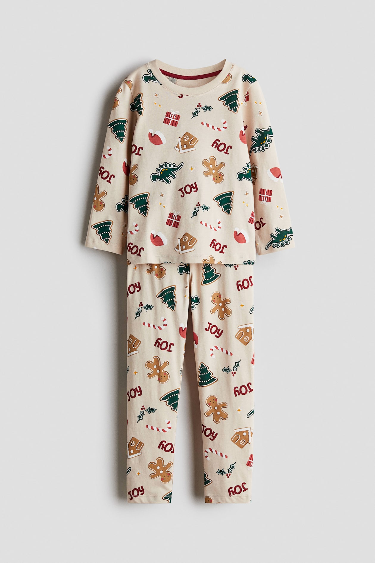 Printed cotton pyjamas - Beige/Gingerbread cookies - Kids | H&M IN