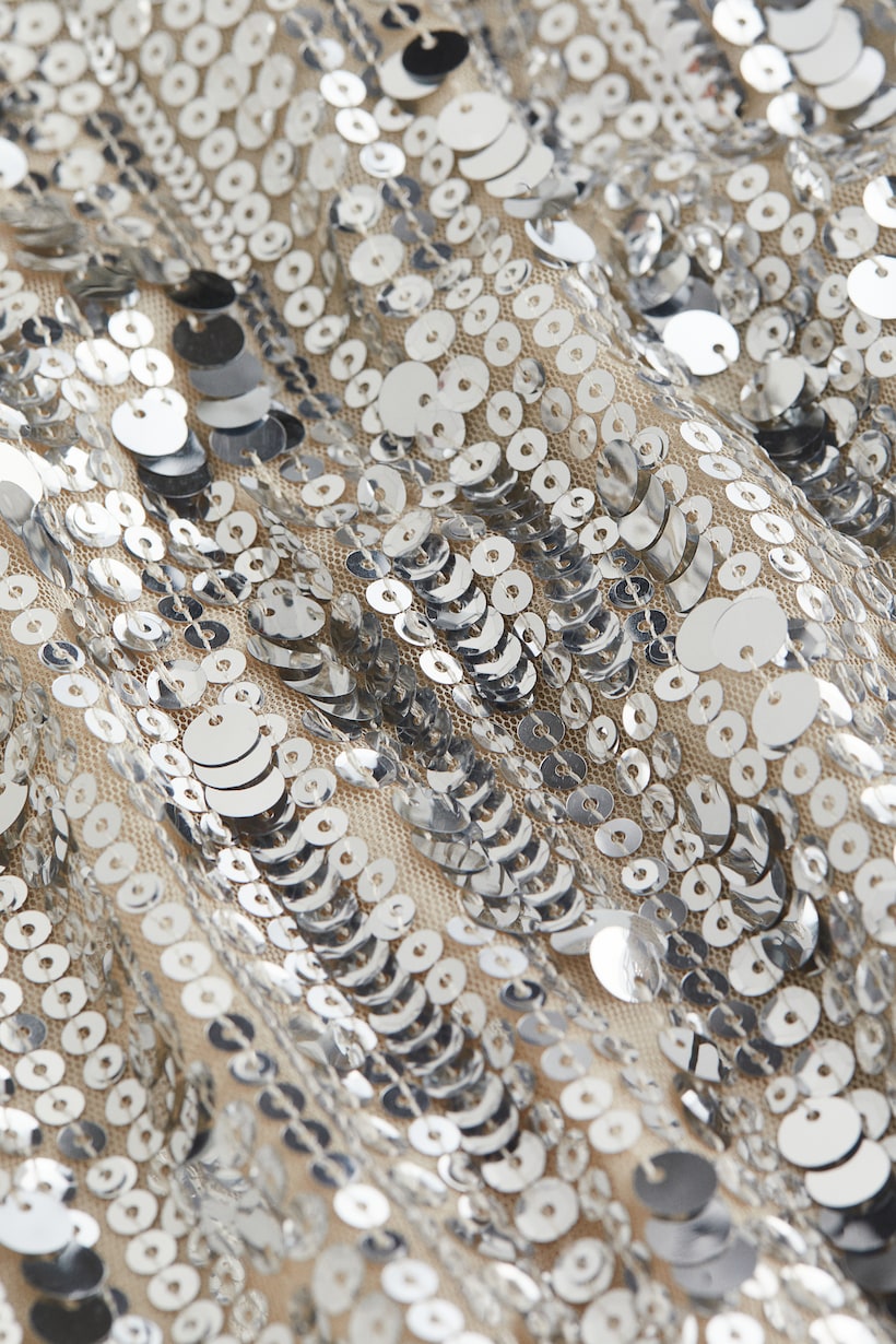 Women's Light beige/Silver-coloured Sequined wrap dress | H&M GB