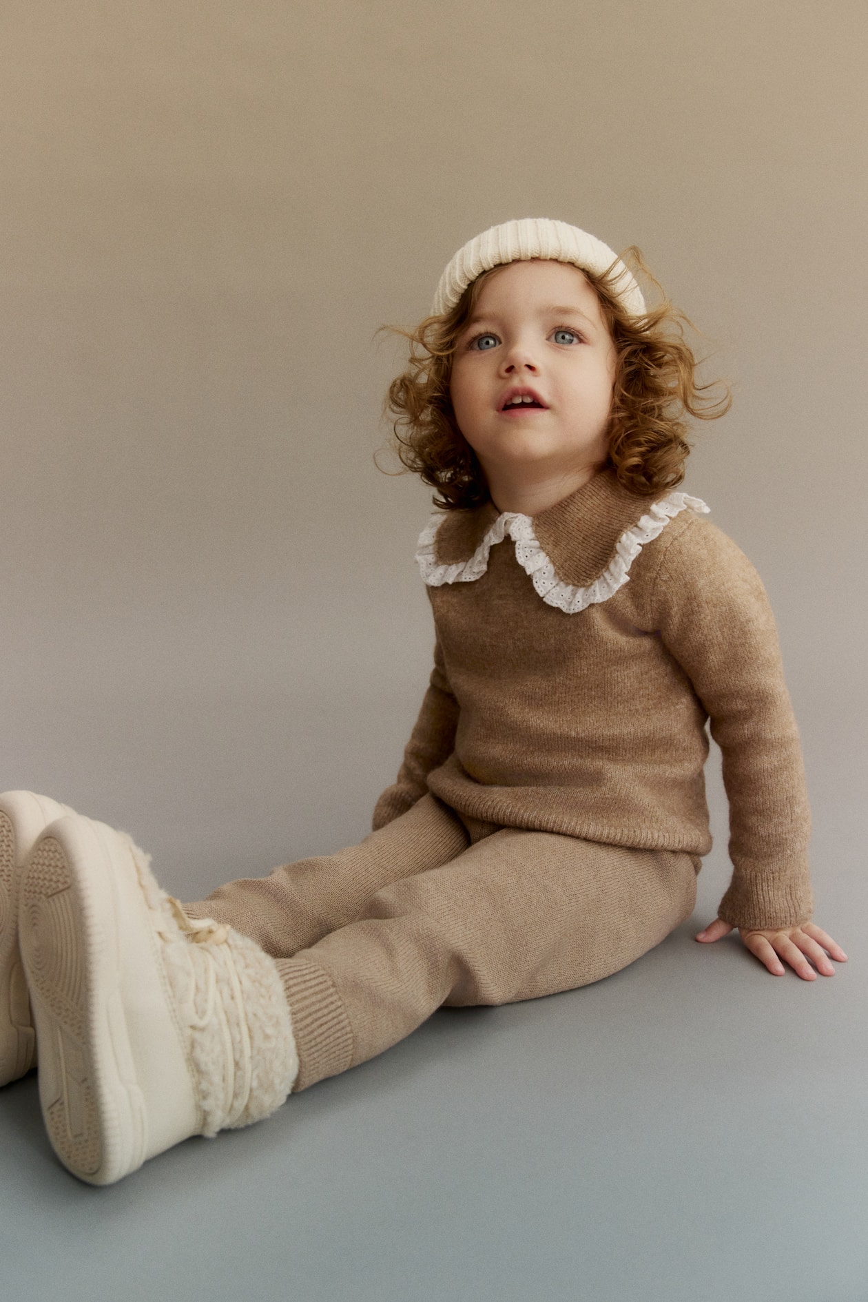 Sweater with Peter Pan Collar - Light brown melange - Kids | H&M US