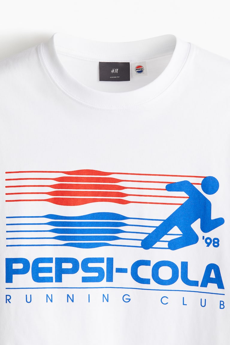 Men’s White/Pepsi Loose-Fit Printed T-Shirt | H&M CA