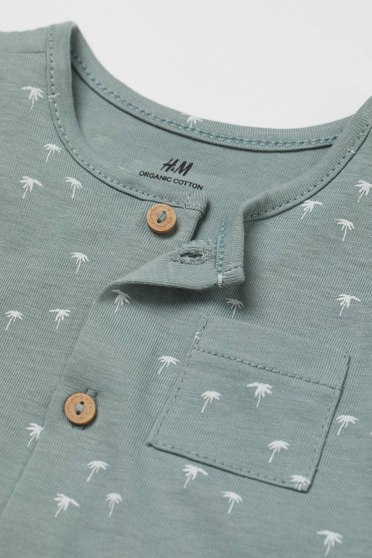 Strampler aus Baumwolljersey - Mattgrün/Palmen - Kids | H&M DE