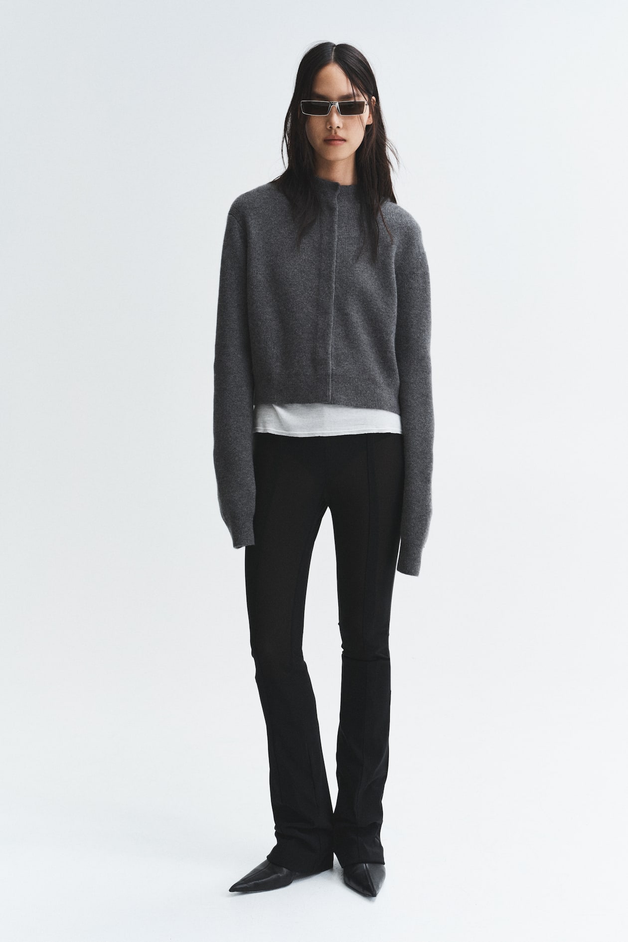 Women's Dark gray melange Structured Cashmere Cardigan | H&M CA