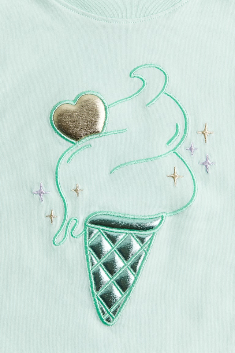 Mint green/ice cream Motif-detail t-shirt for kids | H&M US