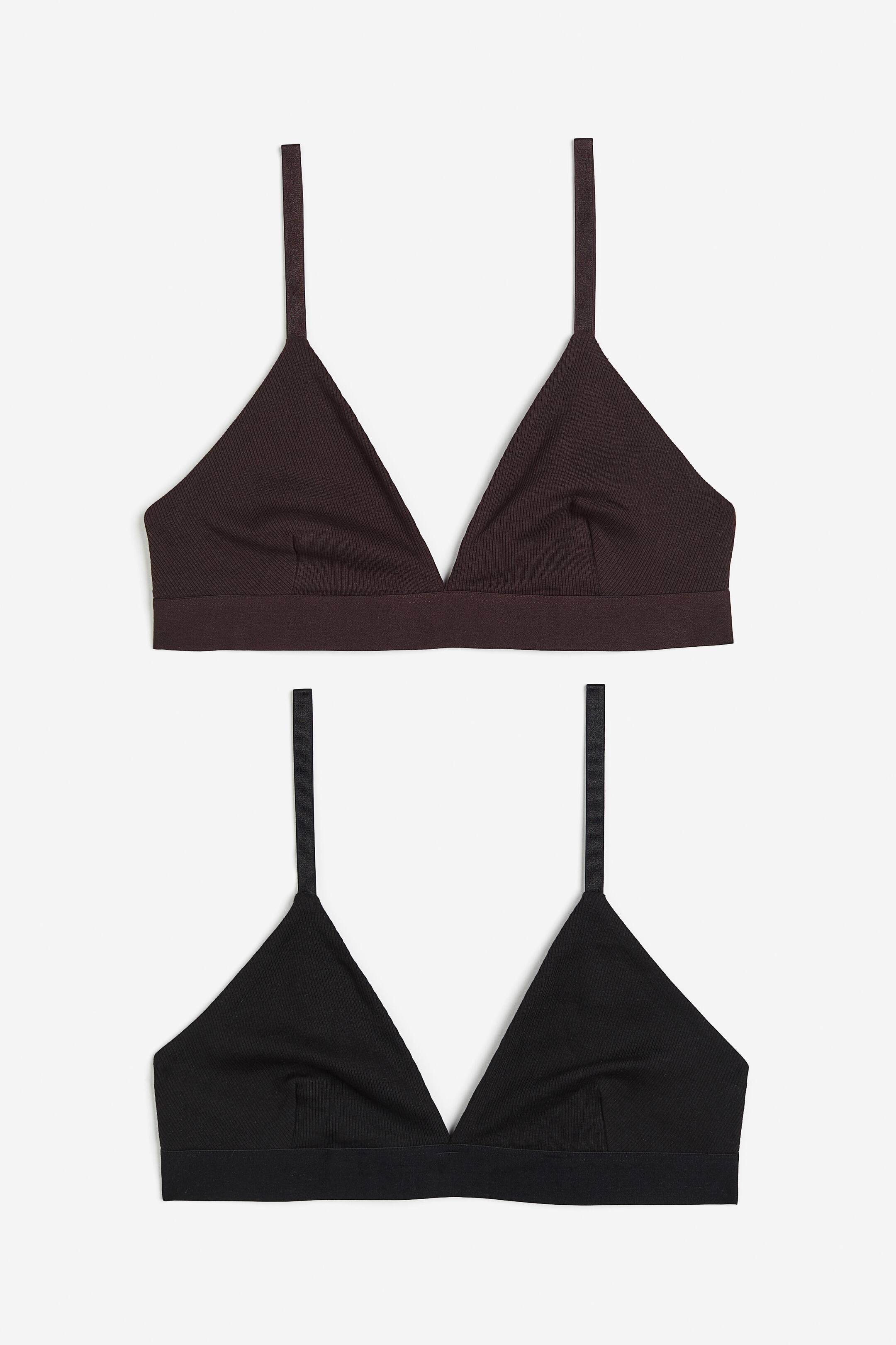 2-pack bra tops - Dark brown/Black - Ladies | H&M GB