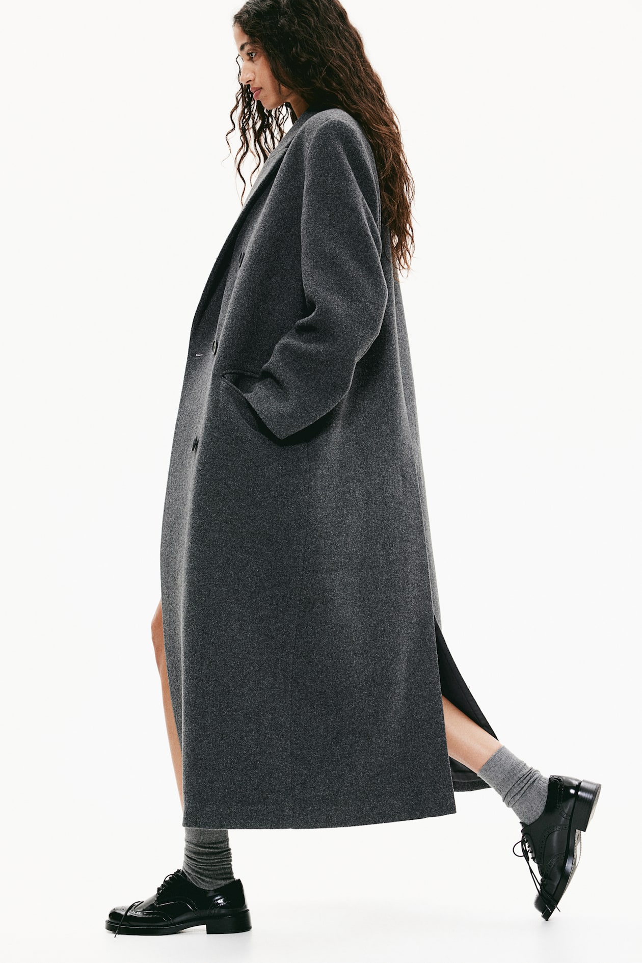 Oversized Maxi Coat - Dark gray - Ladies | H&M US