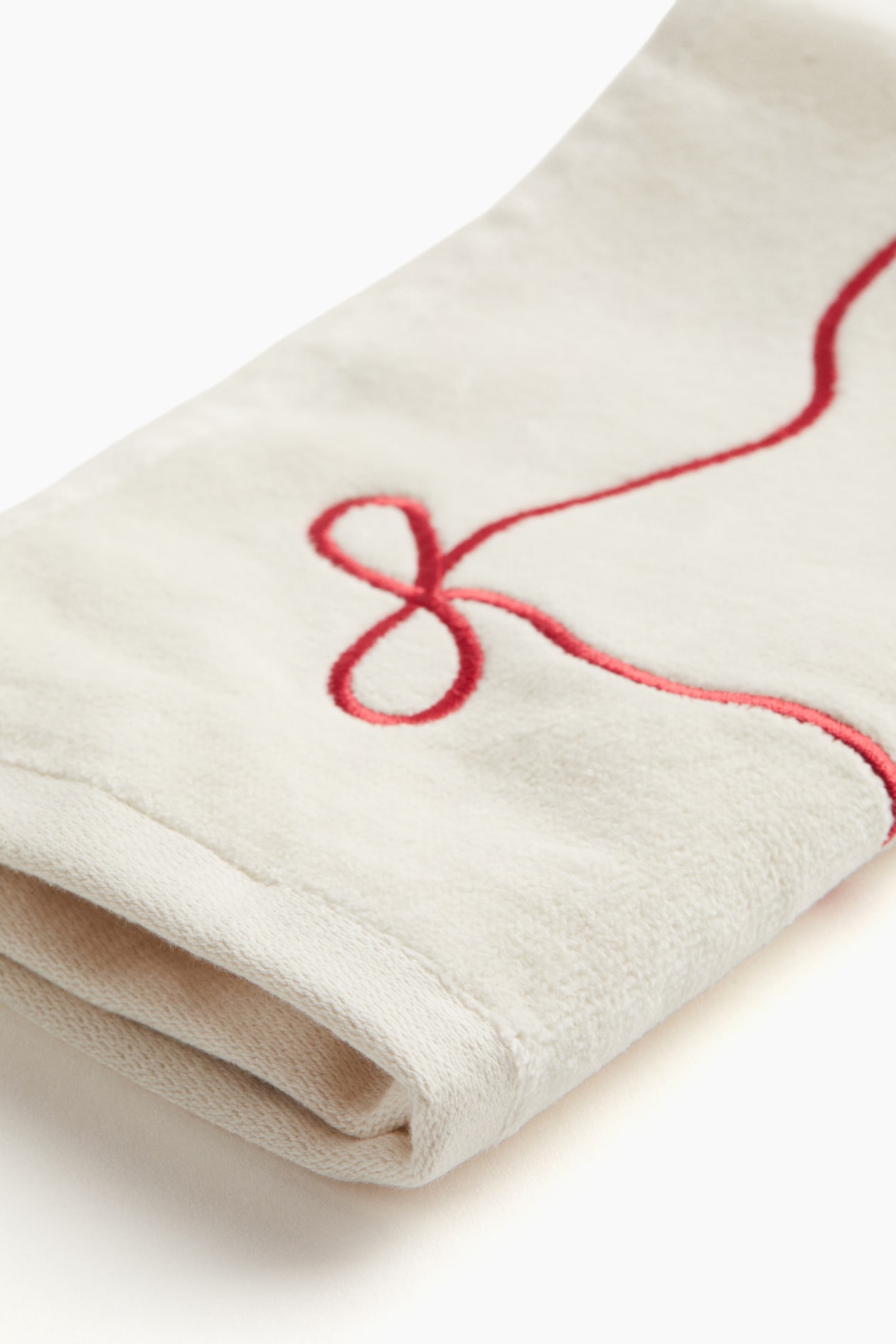 Kirjailtu vieraspyyhe - Vaaleanbeige/Punainen - Home All | H&M FI