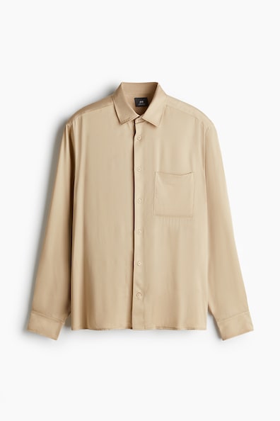 Regular Fit Satin Shirt - Beige - Men | H&M US