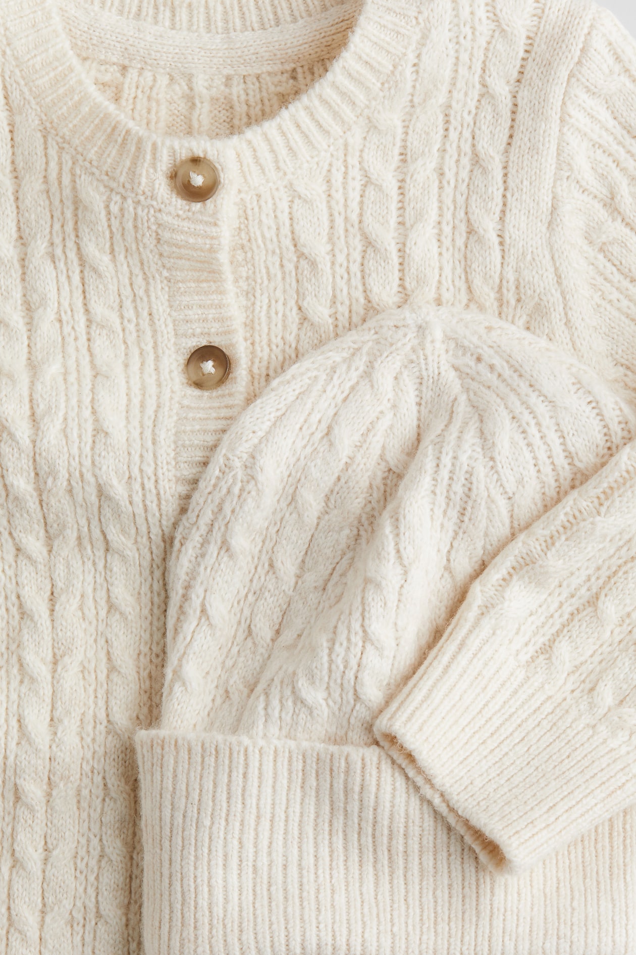 2-piece Cable-Knit Set - Light beige - Kids | H&M US