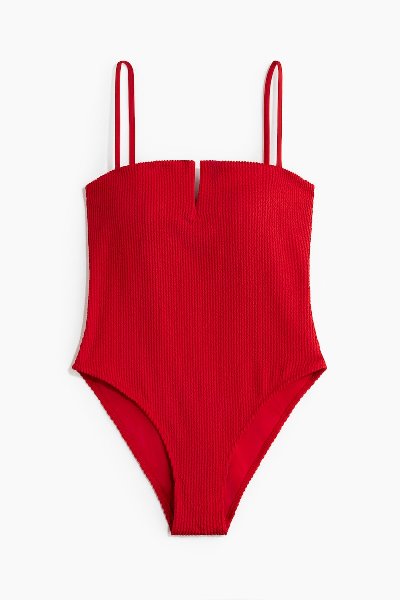 Women's Red Padded-cup High Leg Swimsuit | H&M GB