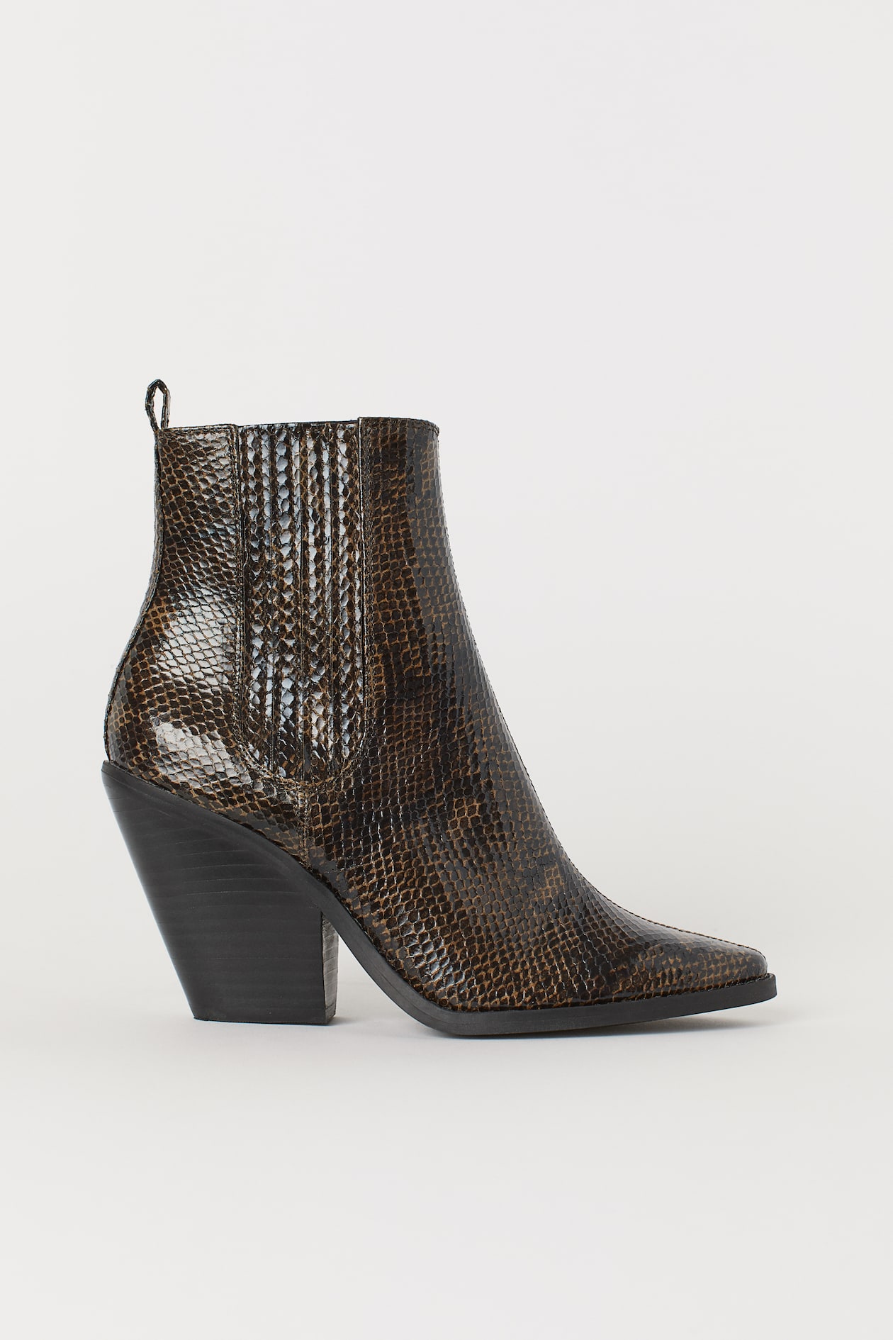 Snakeskin-pattern Ankle Boots - High heel - Brown/snakeskin-patterned ...