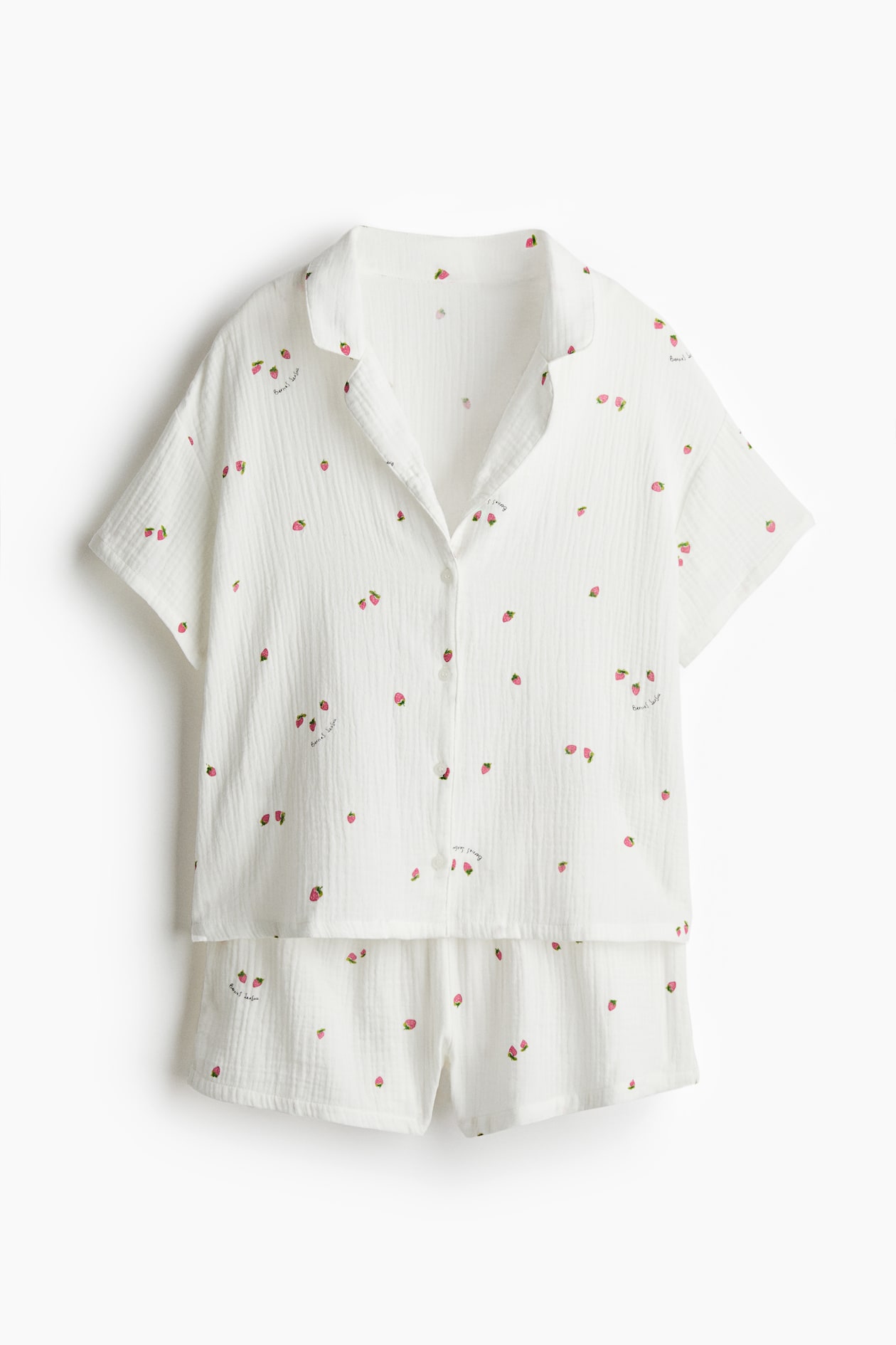 Pyjama en mousseline de coton - Blanc/fraises - FEMME | H&M CA
