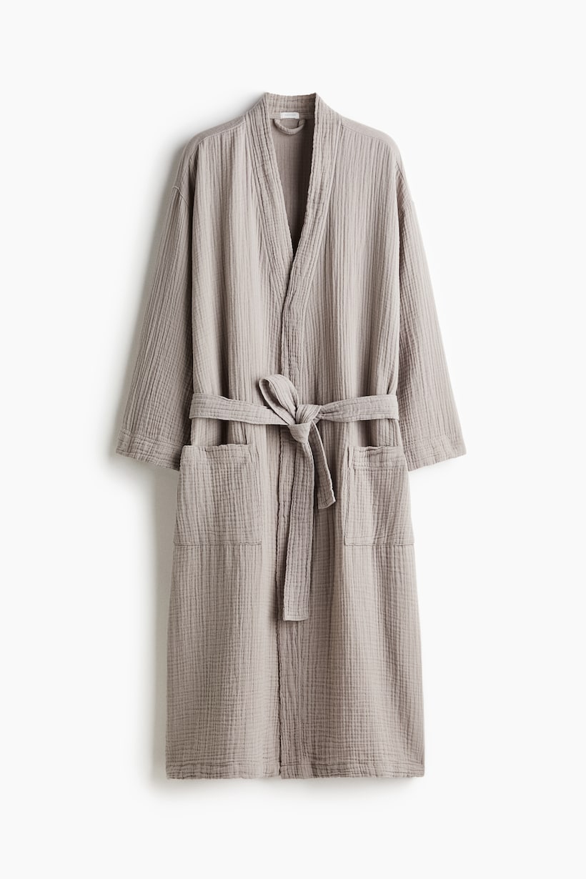 Muslin Bathrobe - Light taupe - Home All | H&M US