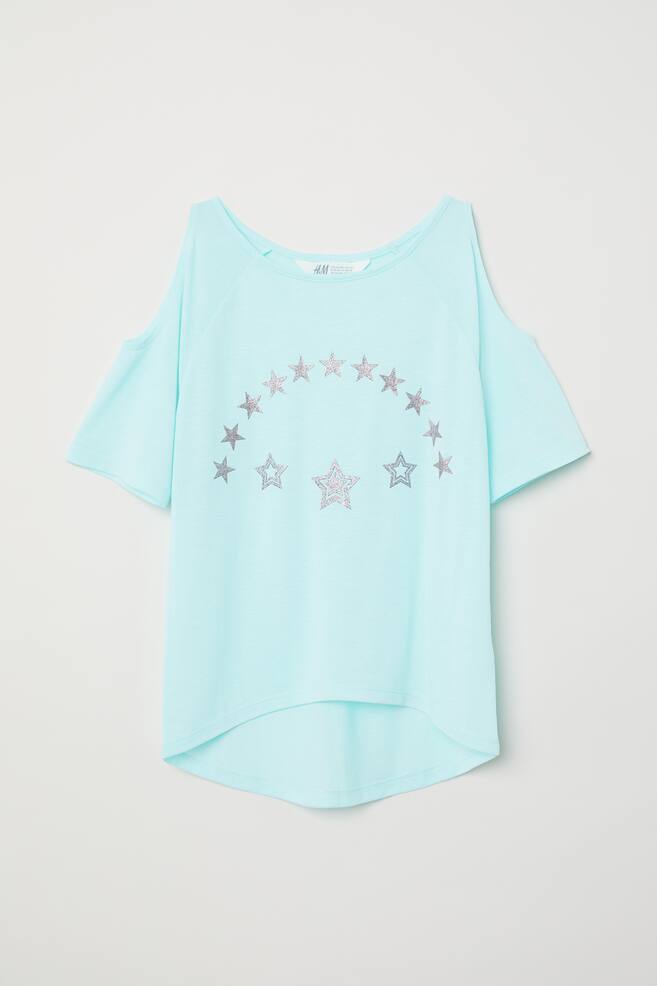 Turquoise/stars Open-shoulder Top for kids | H&M US
