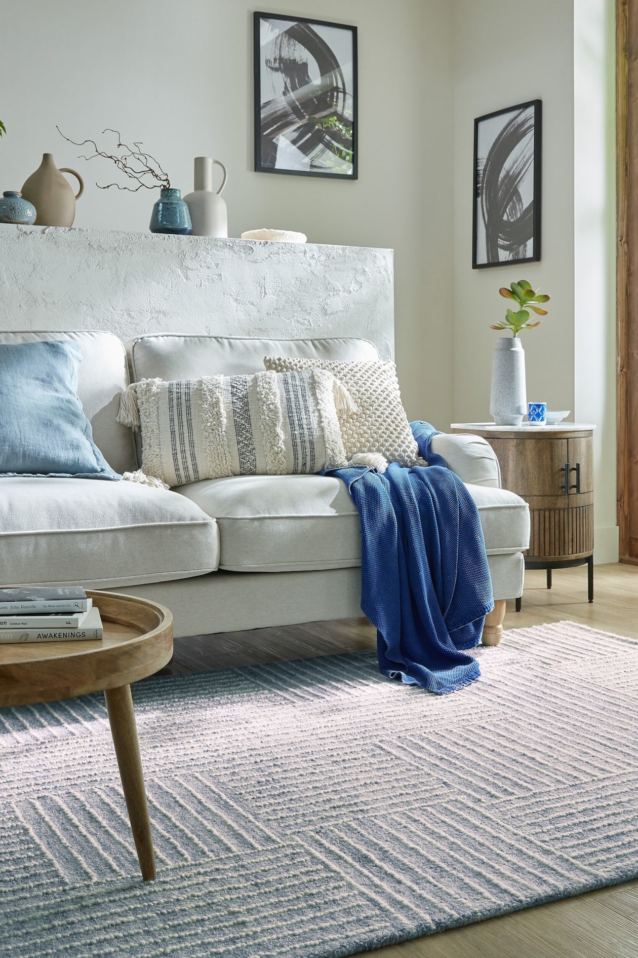 Abstrakt Rutig Matta I Ull - Blå - Flair Rugs - Home All | H&M SE