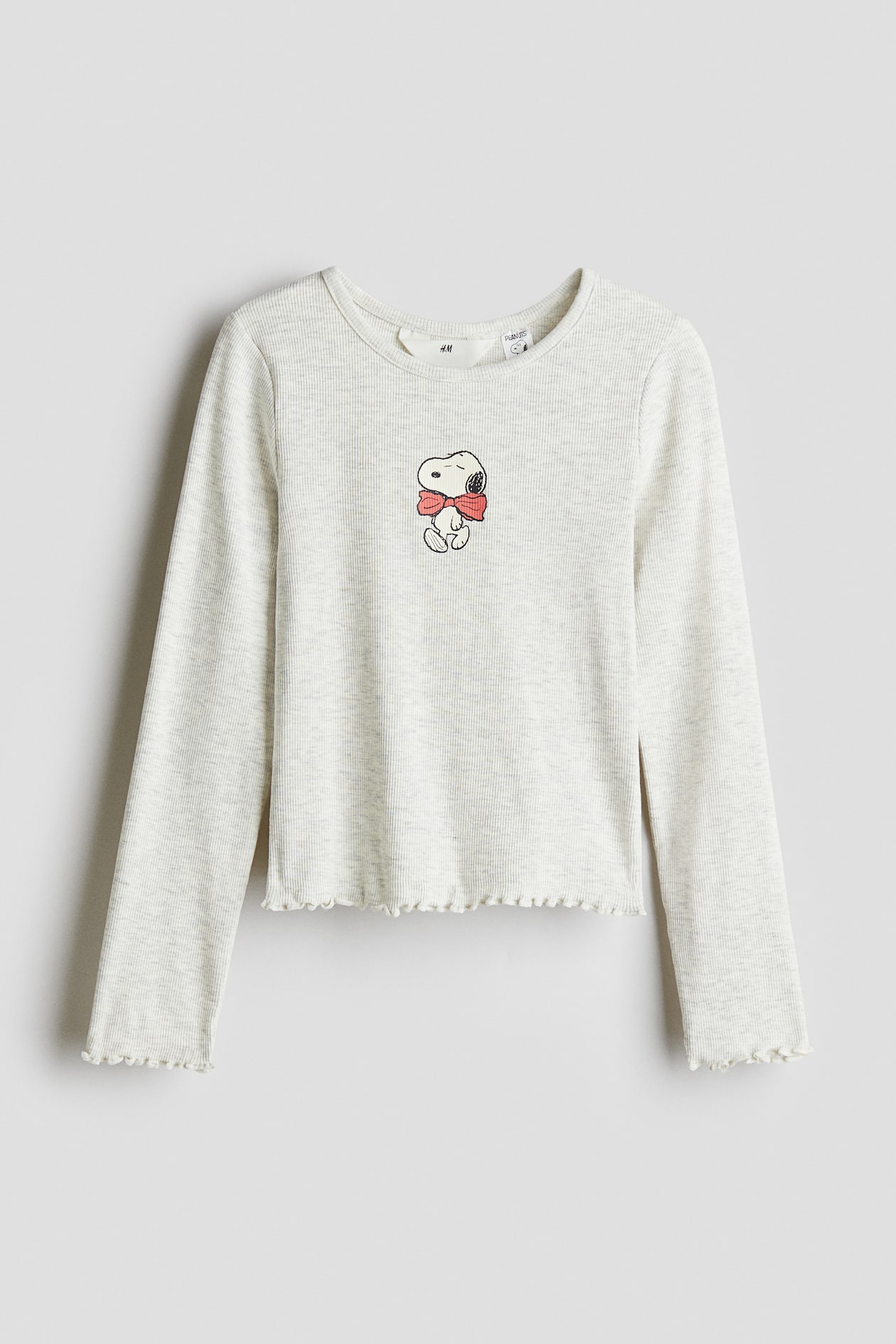 Light grey marl/Snoopy Print-motif cotton top for kids | H&M SG