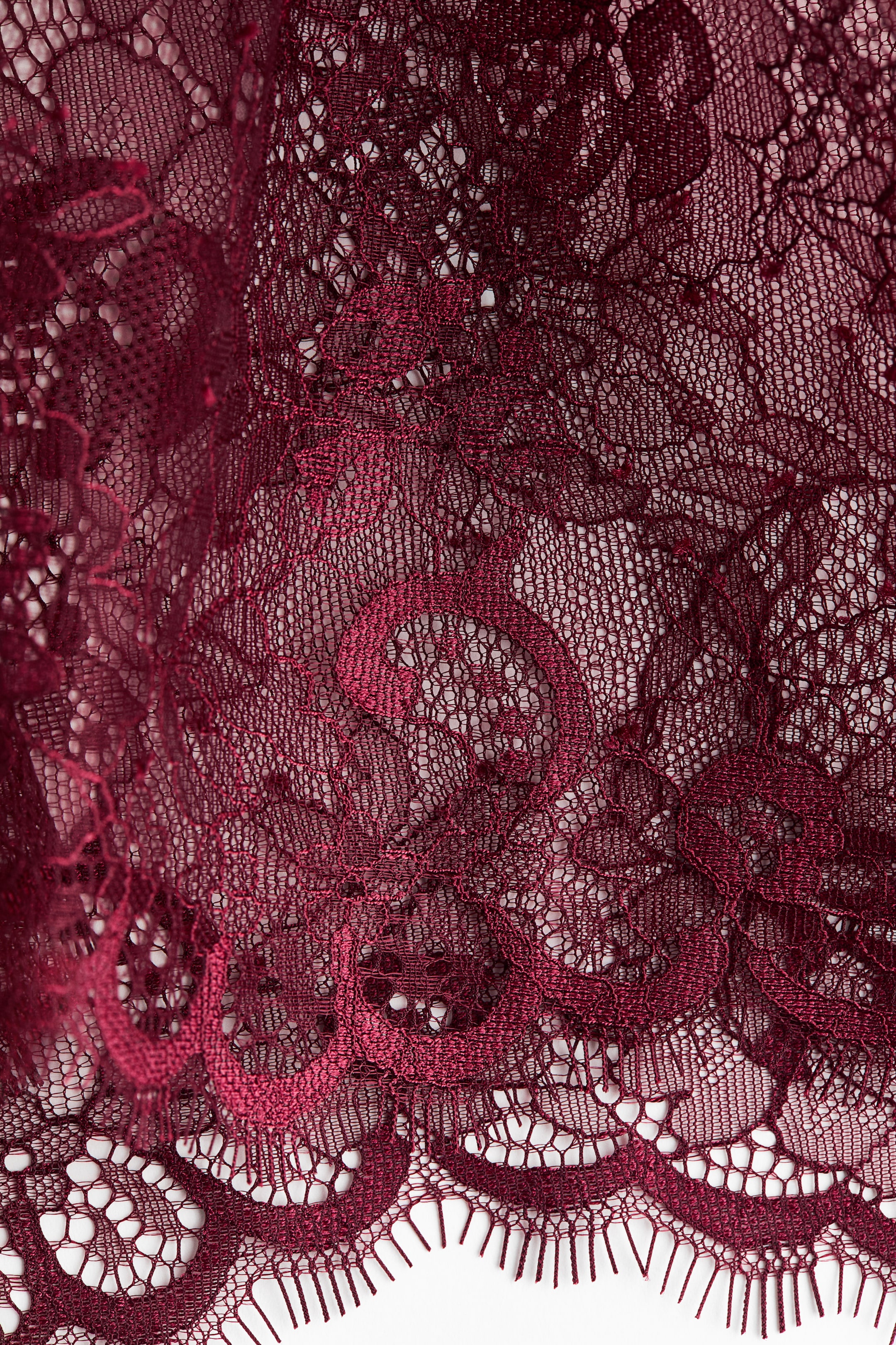 Women's Dark red Short Lace Top | H&M CA