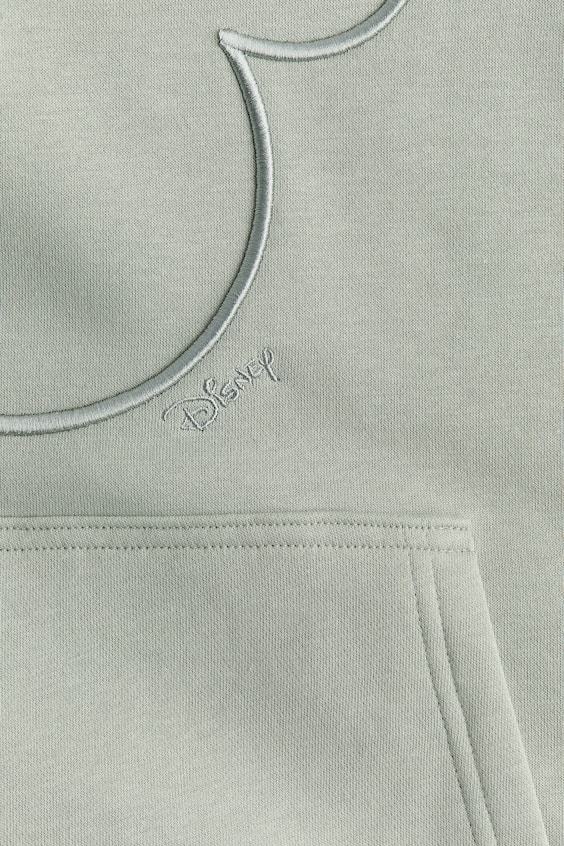 Hoodie with Motif - Light sage green/Mickey Mouse - Ladies | H&M US