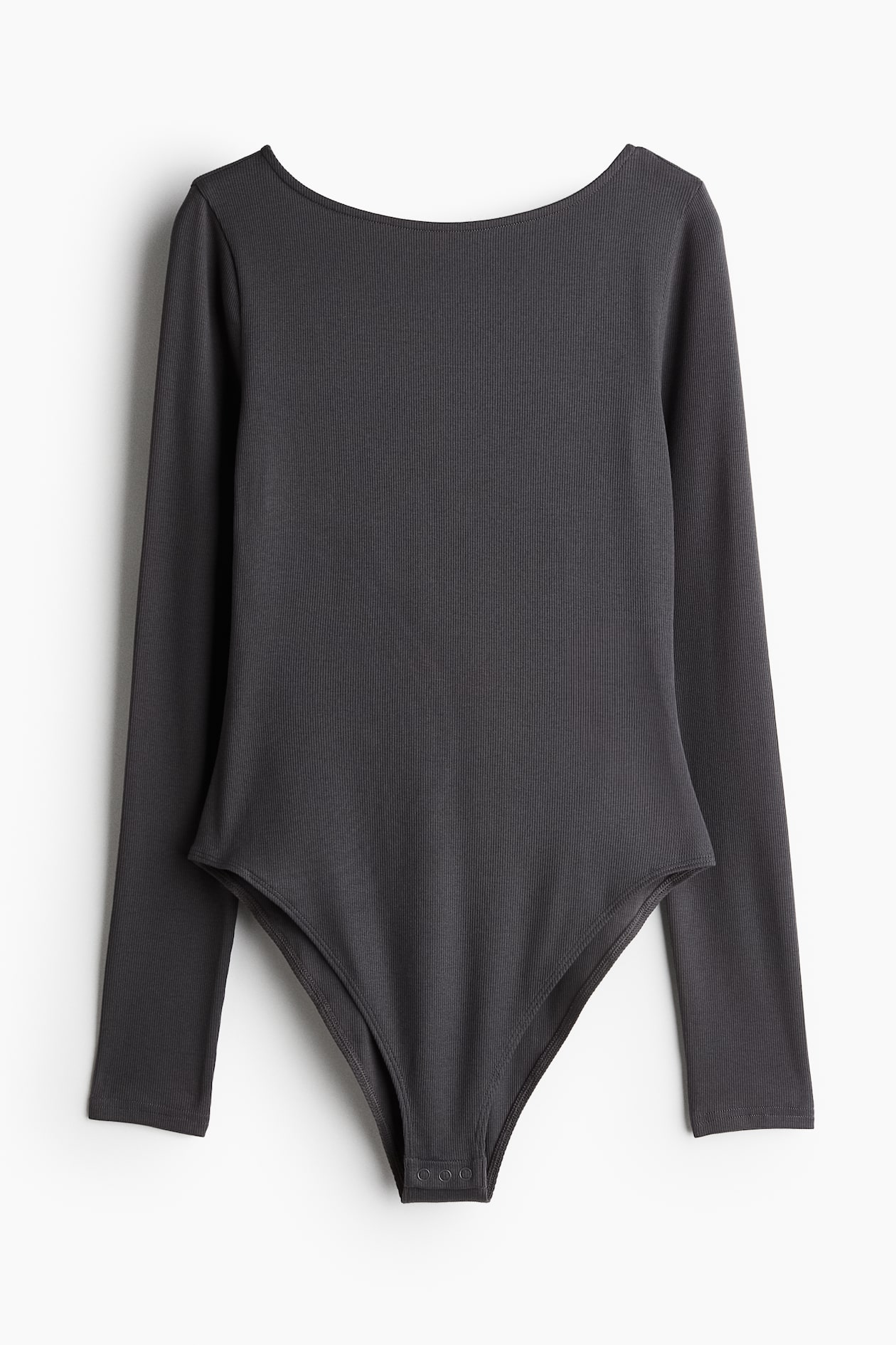 Ribbed Scoop-Back Bodysuit - Dark gray - Ladies | H&M US