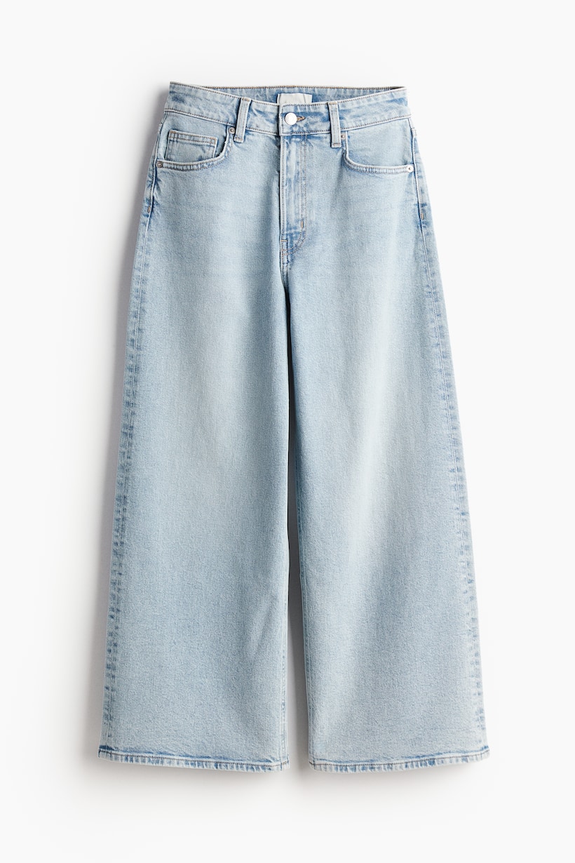 High Rise Wide-cut Jeans - Light denim blue - Ladies | H&M US