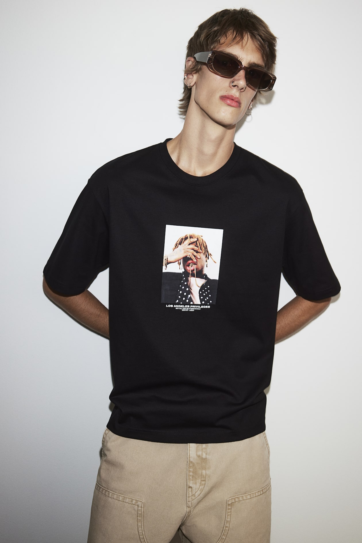 Loose Fit Printed T-shirt - Black/Los Angeles - Men | H&M US