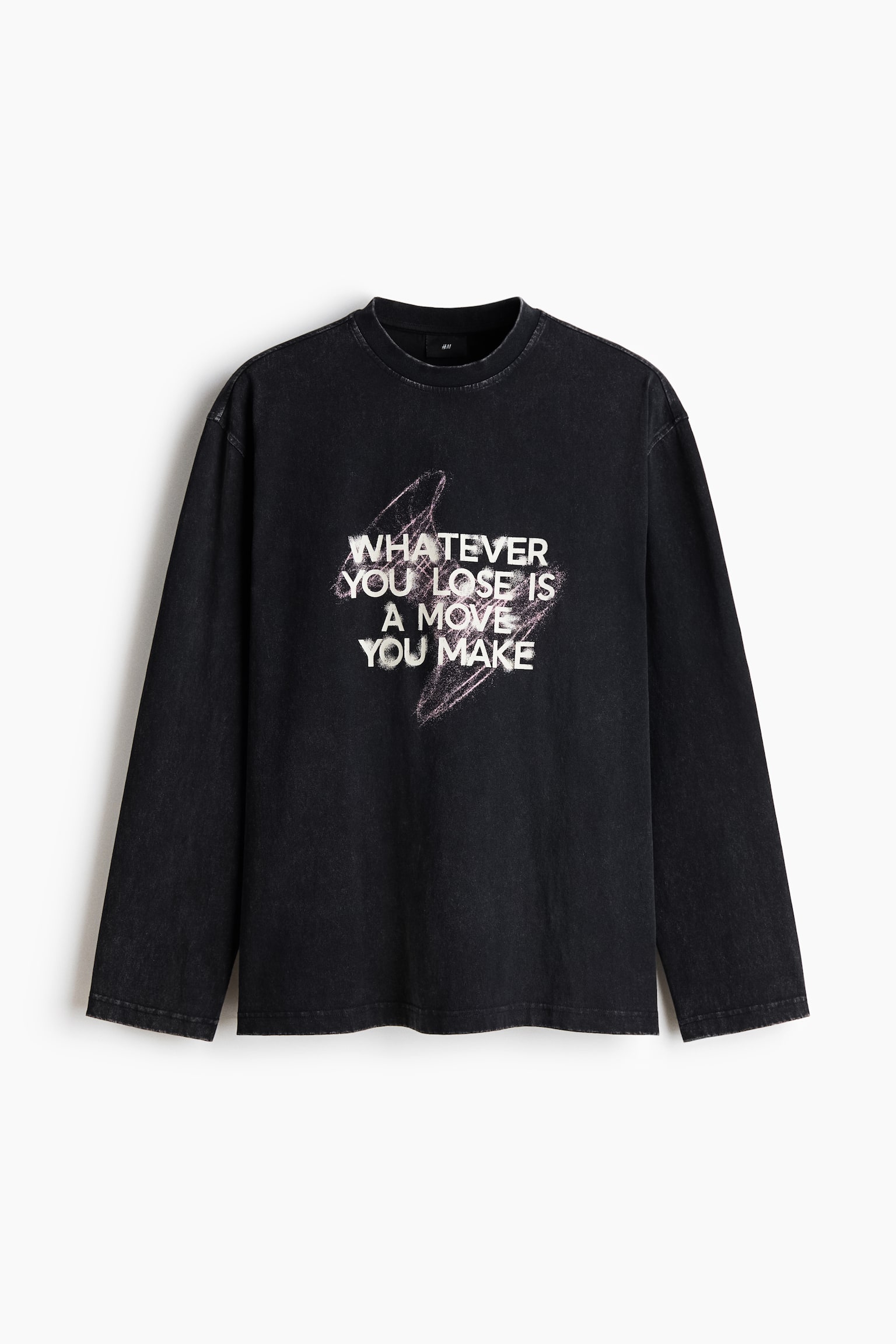 ルーズフィット 長袖Tシャツ - ブラック／Whatever You Lose - Men | H&M JP