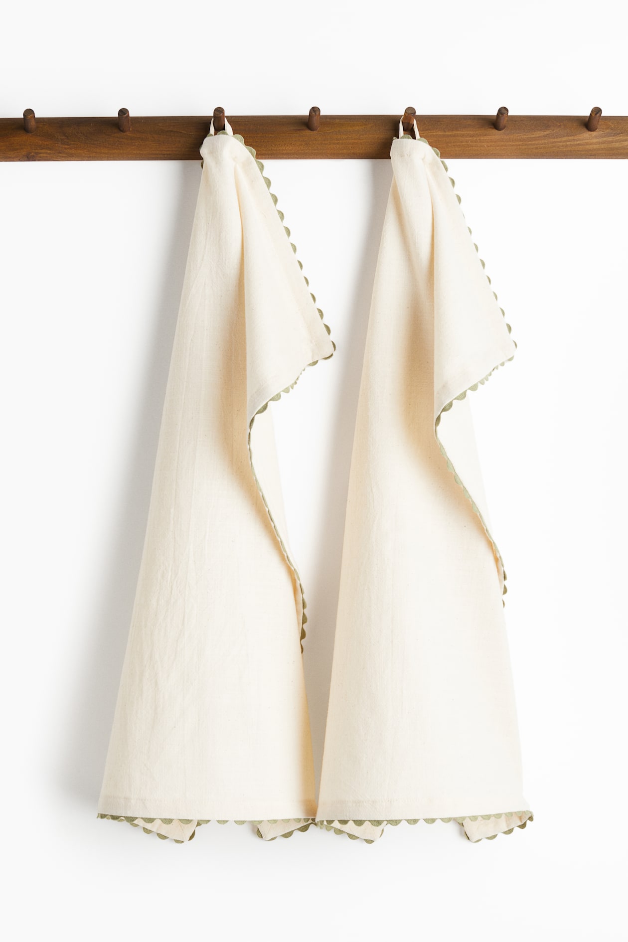 Pack de 2 paños de cocina festoneados - Beige claro - HOME | H&M ES